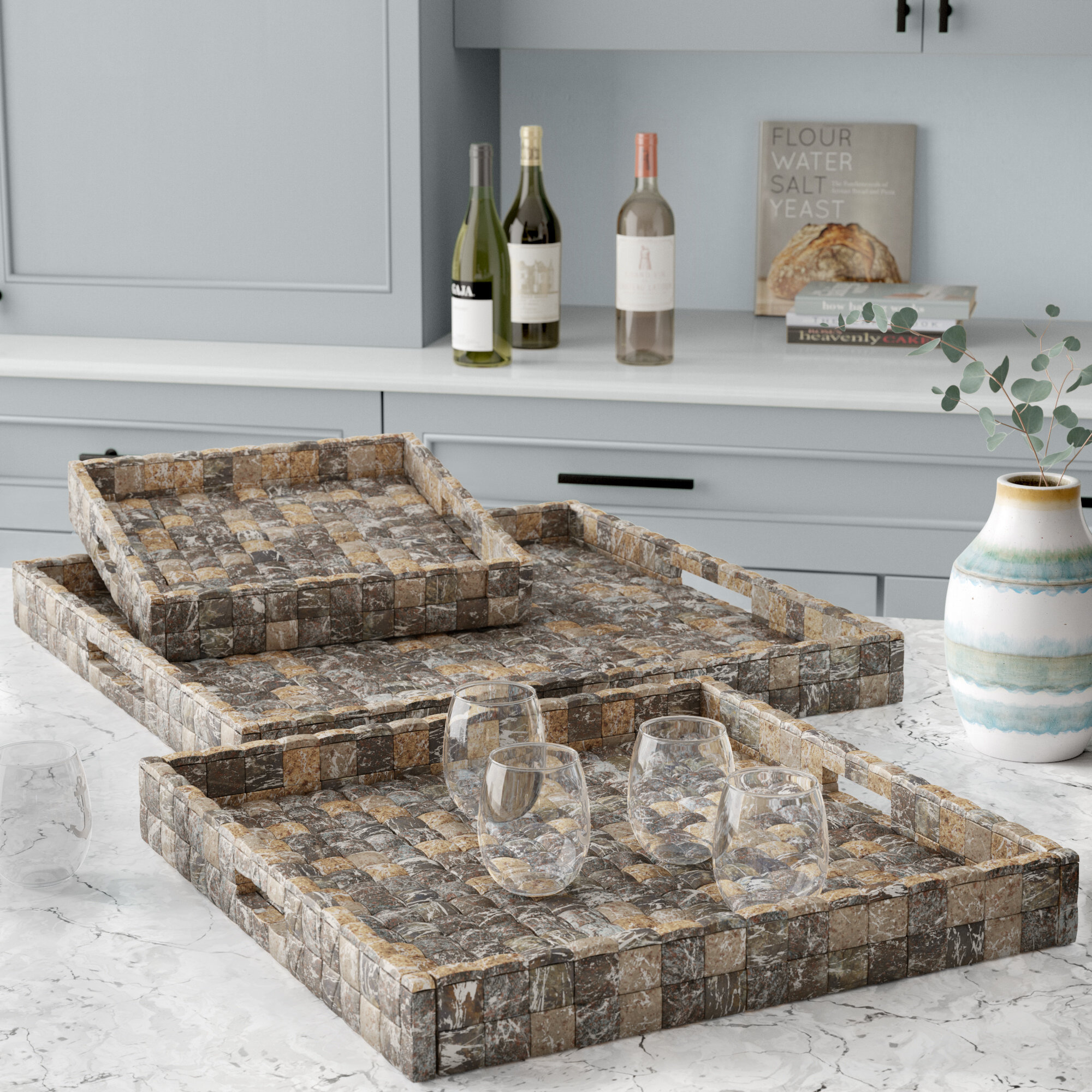 Bay Isle Home™ 3 Piece Serving Tray Set | Wayfair