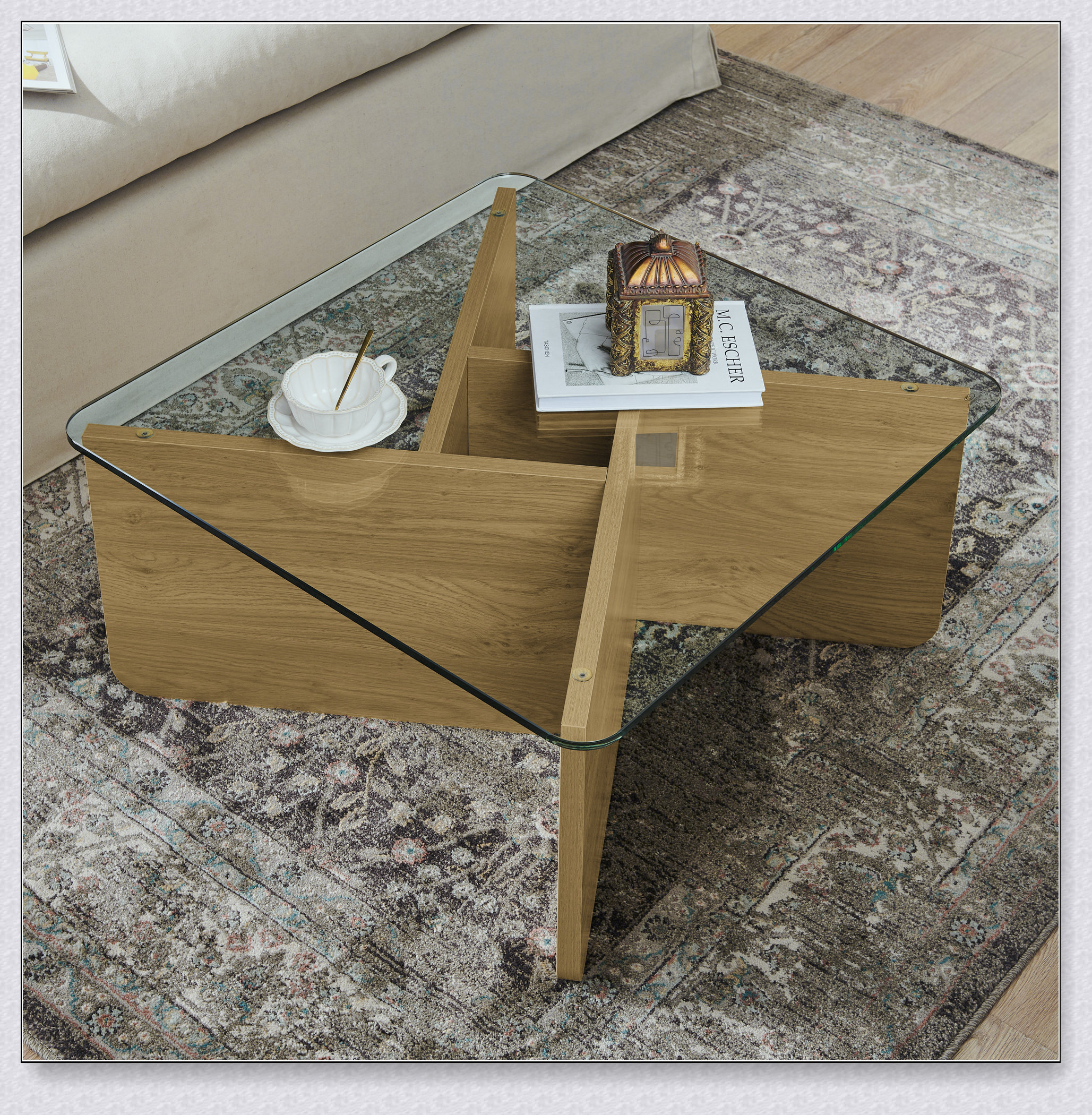 George Oliver Mid-Century Modern 31.5 Inch Square Coffee Table With ...
