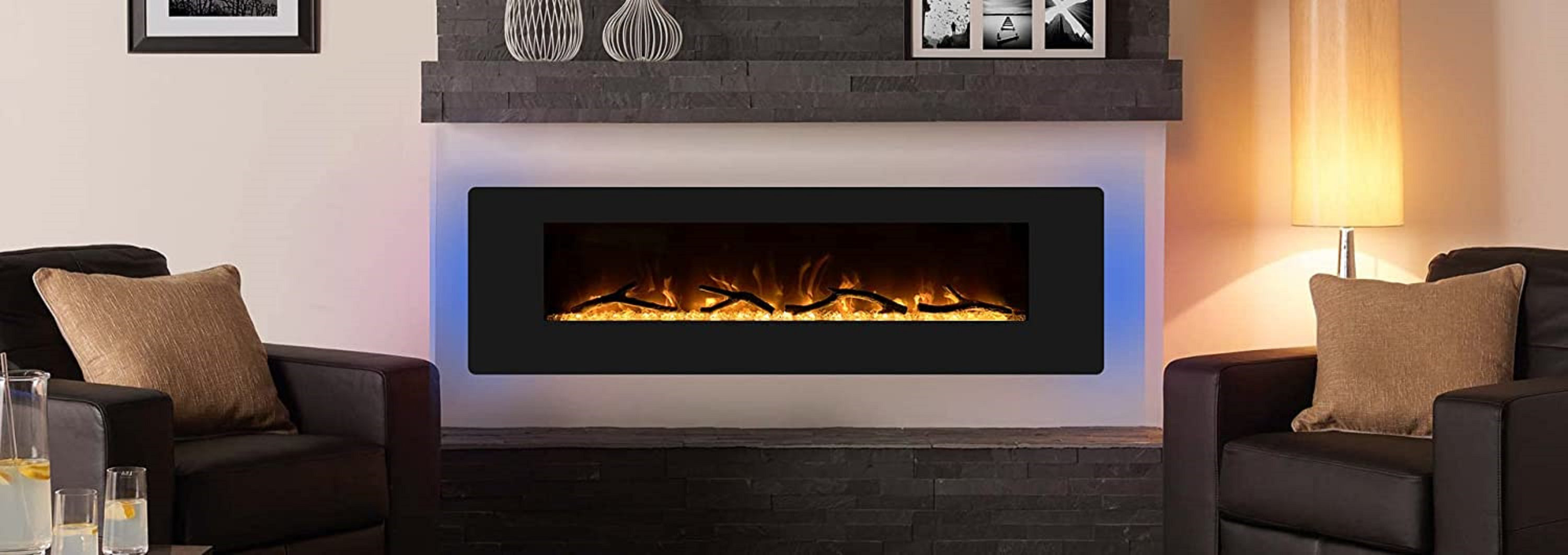 Cheerway Foyer électrique avec haut-parleur Bluetooth, foyer mural avec ...