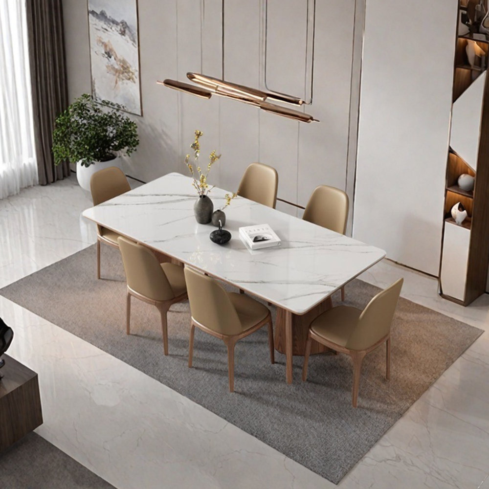 dujinlong home Ash sintered stone unique shape dining table set | Wayfair