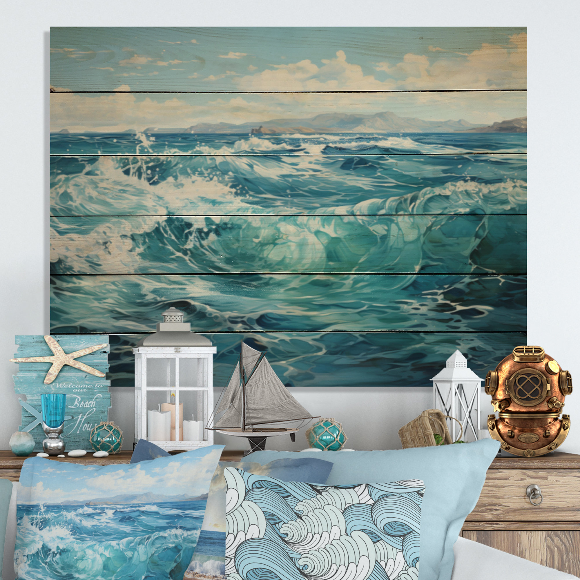 Dovecove Teal Ocean Infinity On Wood Print | Wayfair
