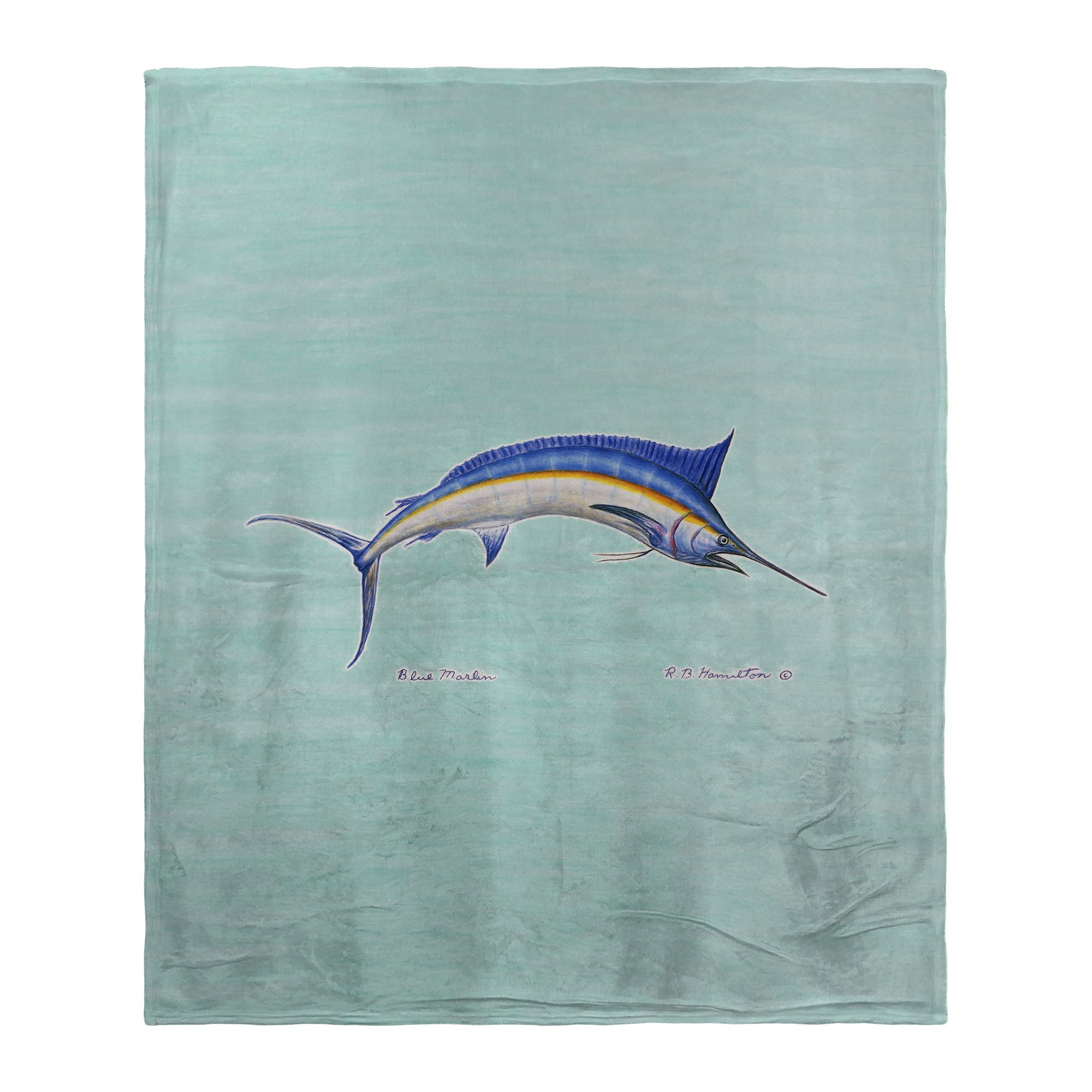 Betsy Drake Interiors Blue Marlin Silk-Touch Throw | Wayfair