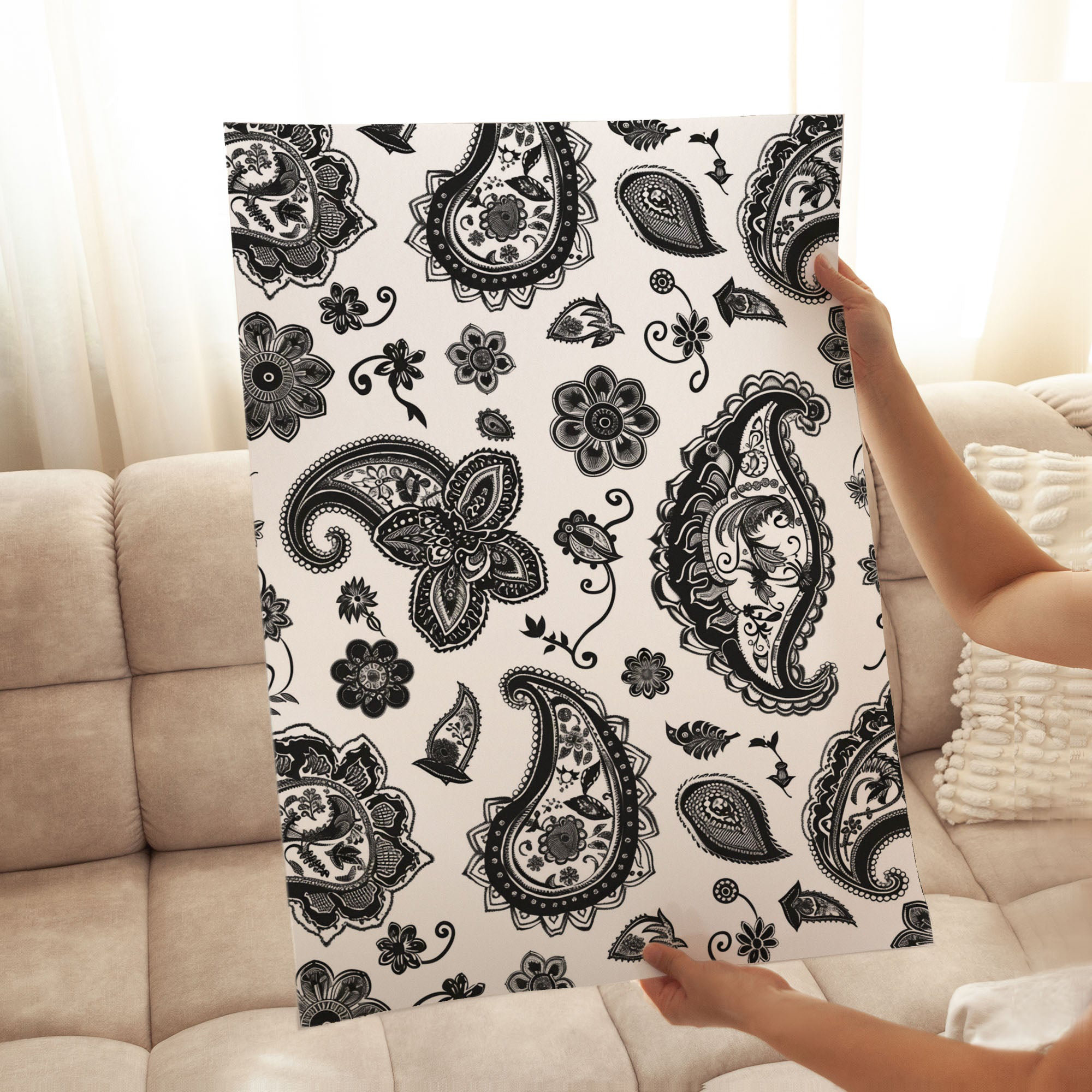Winston Porter Abstract Paisley Dreams Black & White II Modern Unframed ...
