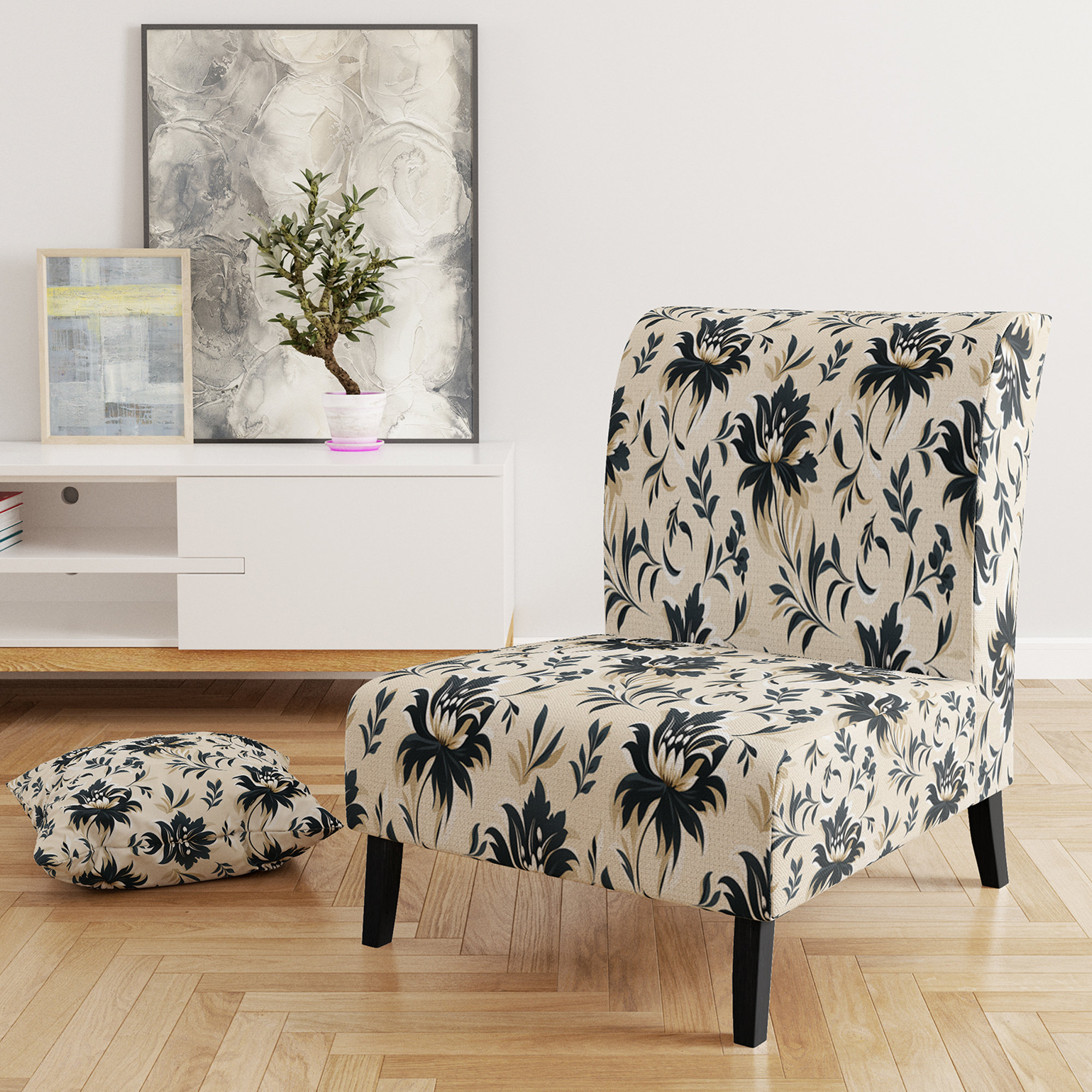 Dakota Fields Beige Sleek Damask Harmony I - Upholstered Bohemian ...