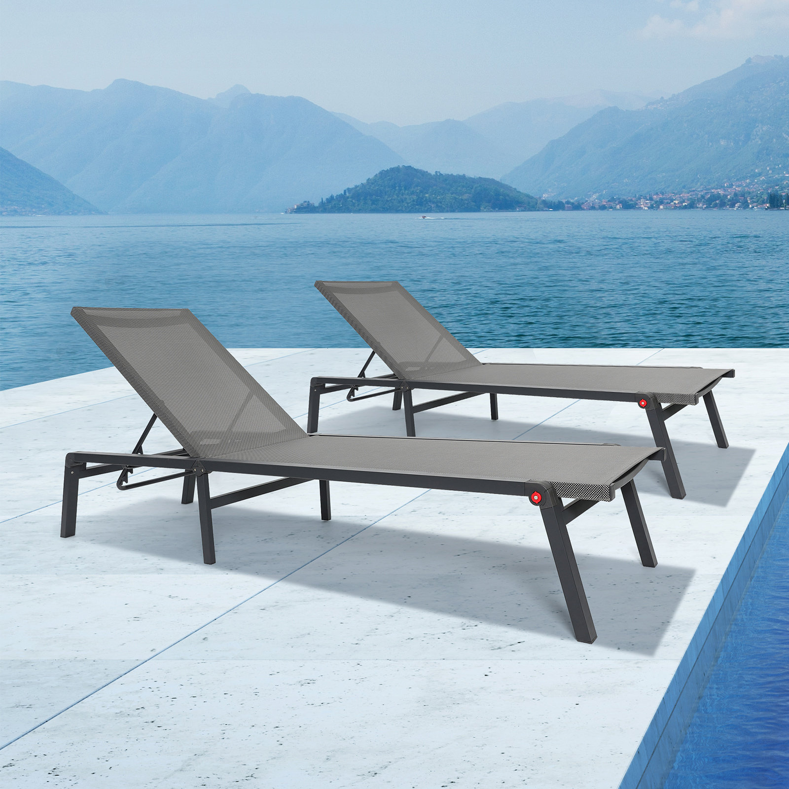 FHVIT Assemble-Free Chaise Lounge Outdoor, Aluminum Outdoor Chaise ...