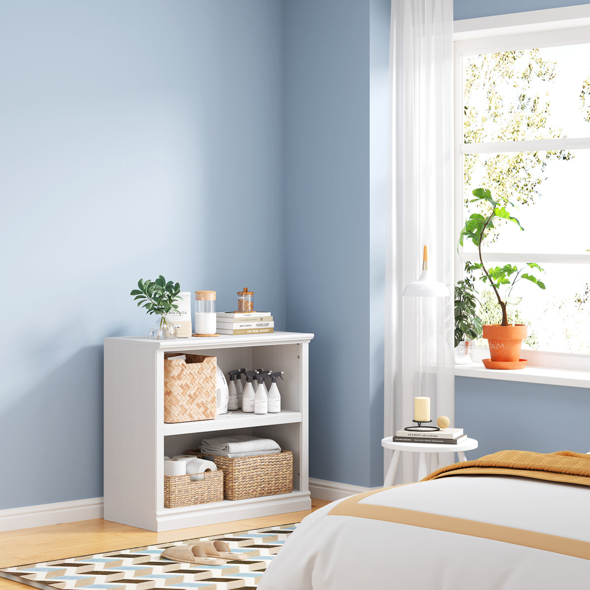 Ebern Designs 2 Tiers 30" Bookcase, Home Office Storage Floor Standing ...