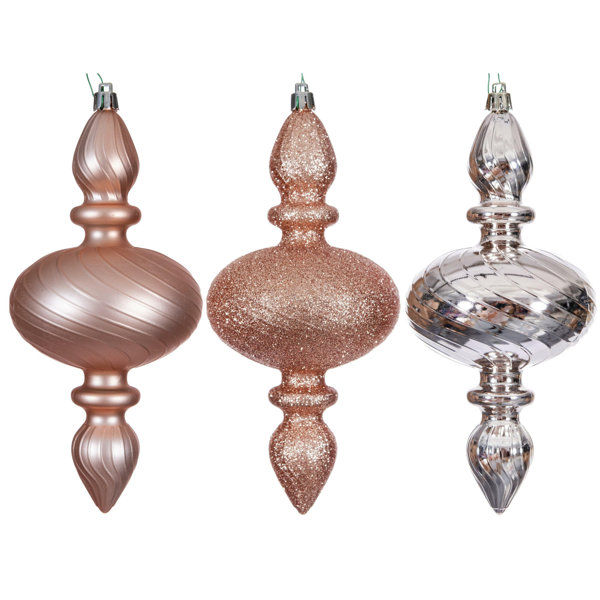House of Hampton® 8.2" Rose Gold Swirl Finial Ornament Assortment. One ...