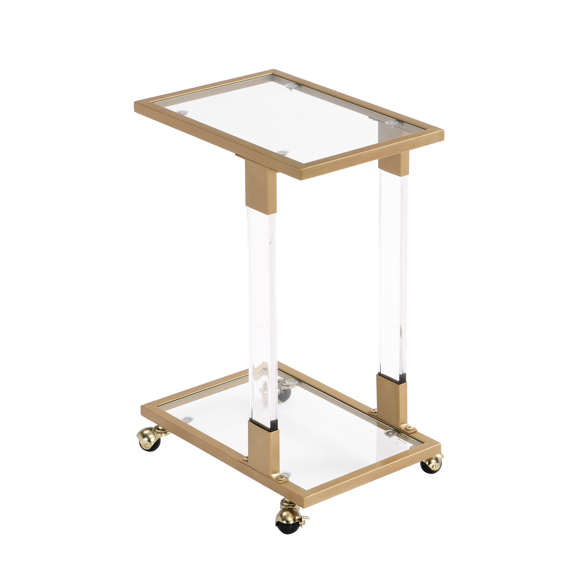 Wrought Studio™ Acrylic Golden Glass Top C Shape Side Table For Bedroom ...
