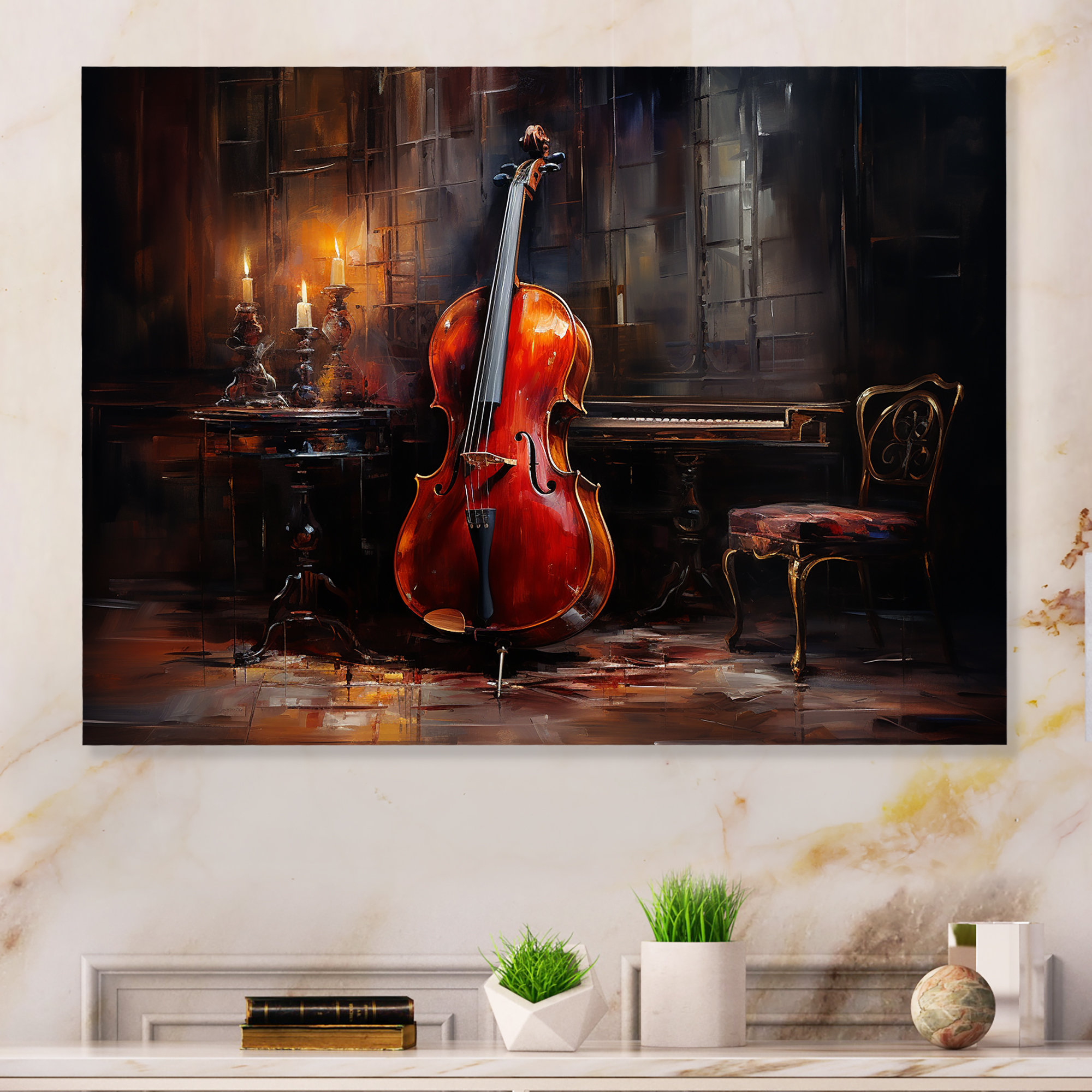 Red Barrel Studio® " Cello Charisma Deep Burgundy I " on Metal | Wayfair