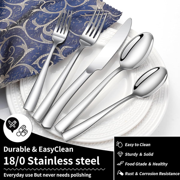 Latitude Run® 40-Piece Silverware Set Heavy Duty Stainless Steel ...