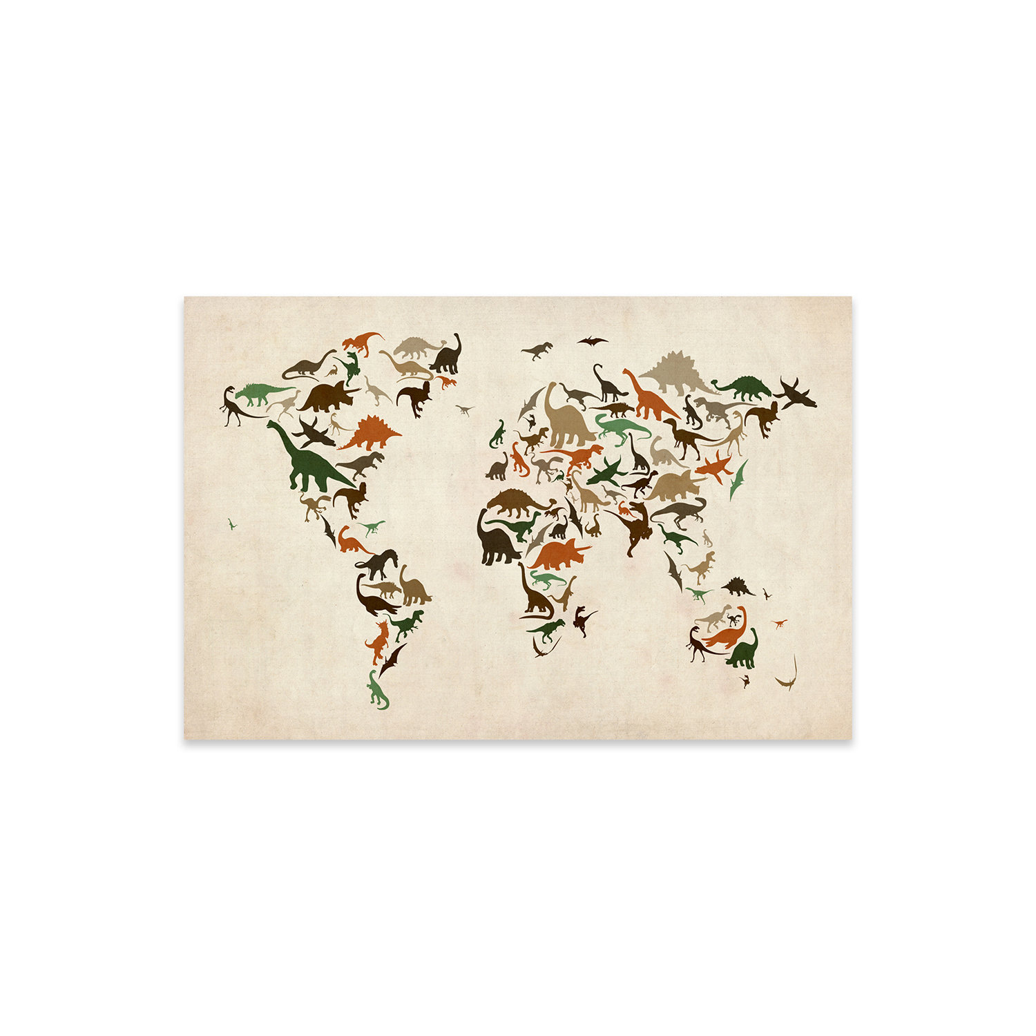 Bungalow Rose Dinosaurs Map Of The World III Print On Acrylic Glass ...