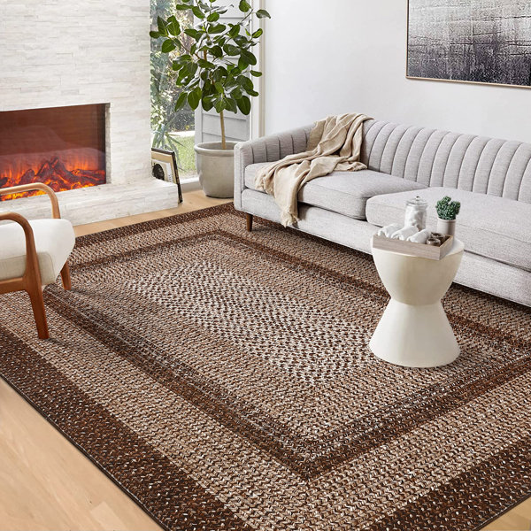 Ebern Designs Washable Modern Rugs for Bedroom Imitation Braided Soft ...