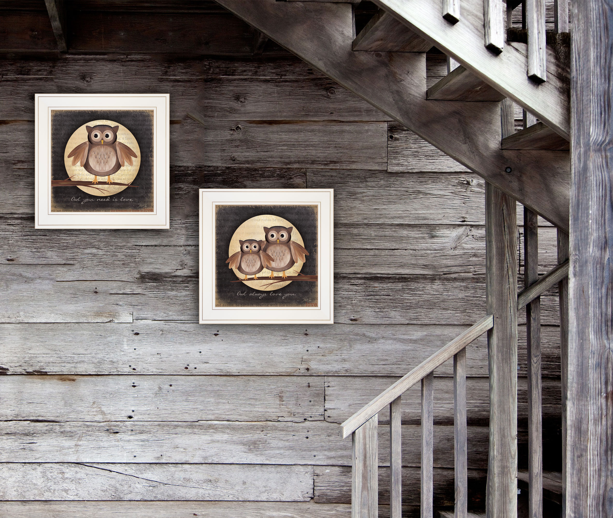 Winston Porter Owl Always Love & Need You 2-Piece Vignette Framed Wall ...