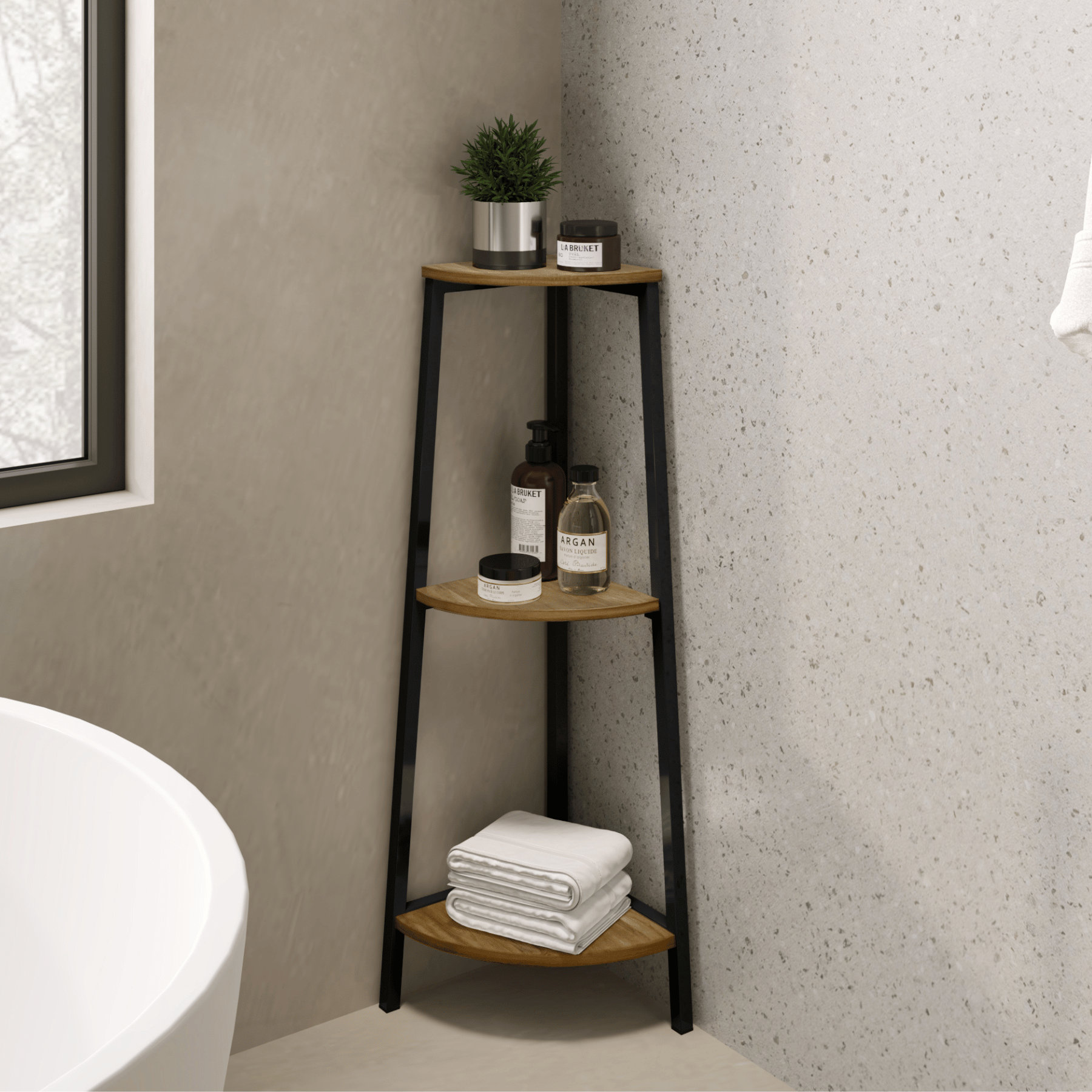 Borough Wharf Antioco 3 Tier Bathroom Shelf Corner Unit | Wayfair.co.uk