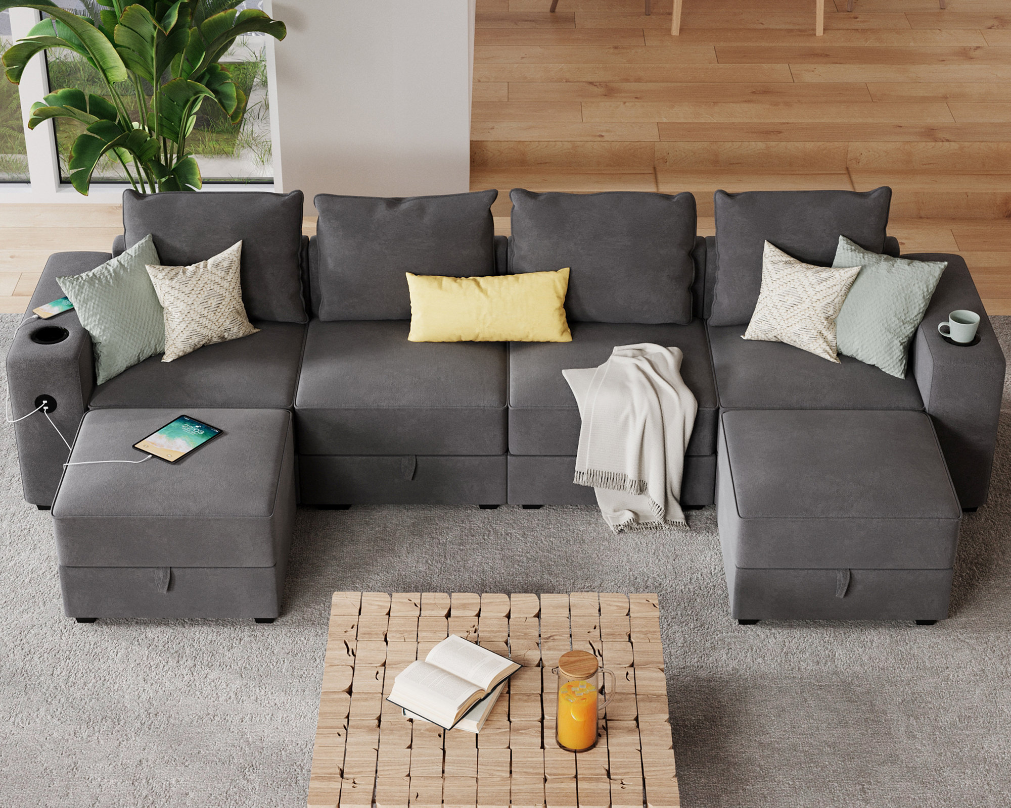 Wade Logan® Chanika 6 - Piece Upholstered Sectional | Wayfair