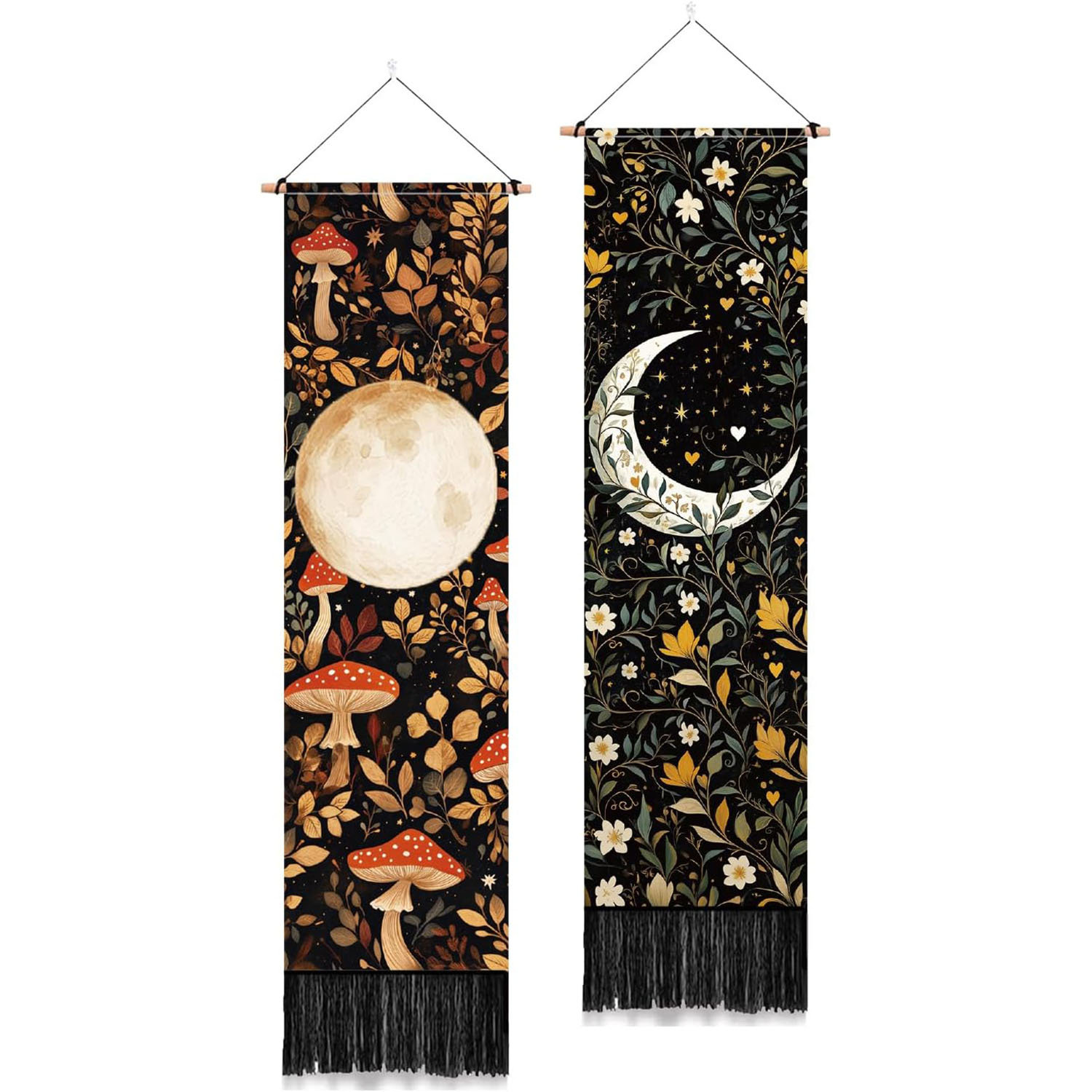 Dakota Fields 2 Pack Moon Tapestry Mushroom And Botanical Tapestry With ...