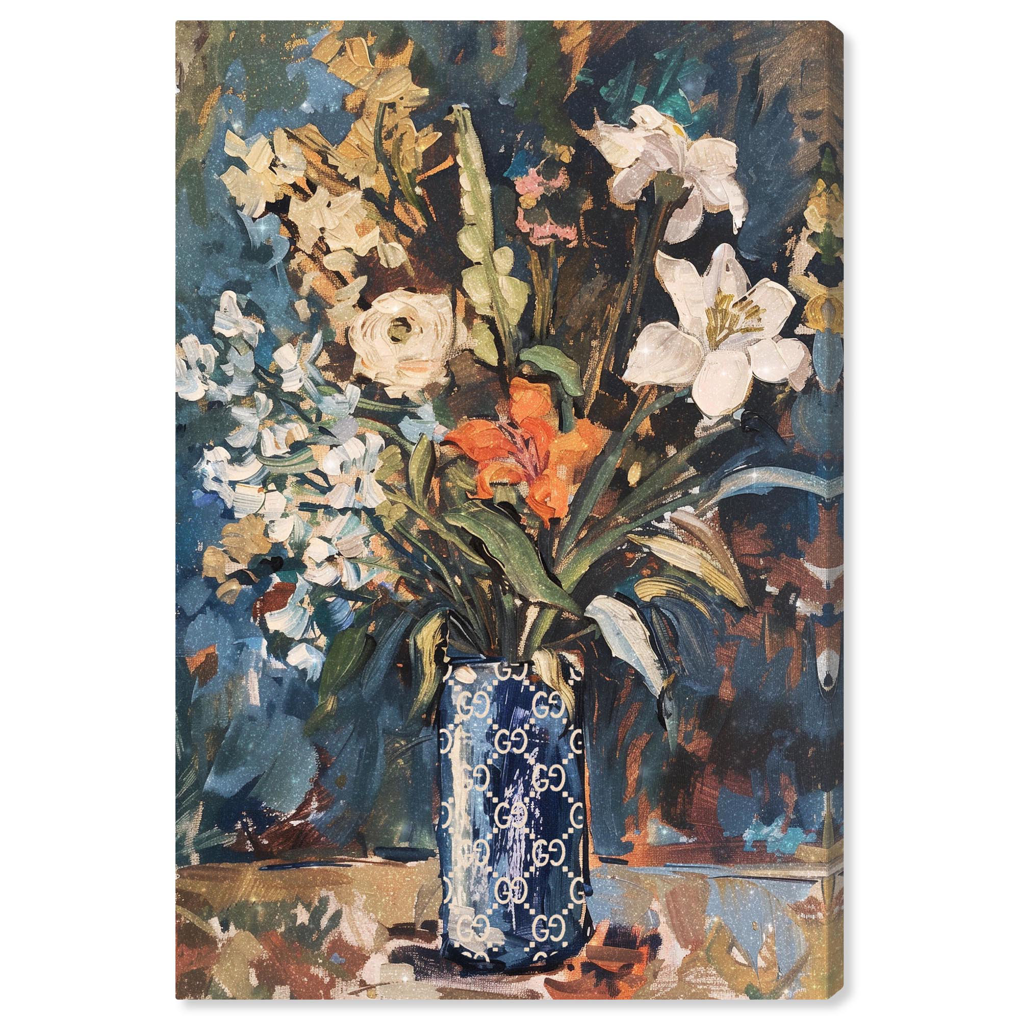 Art Remedy Blue Floral Vase Canvas Floral Vase Wall Art by Art Remedy ...