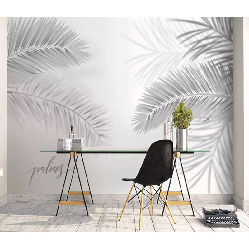 GK Wall Design Dark Palm Leaves Tropical Removable Textured Wallpaper ...