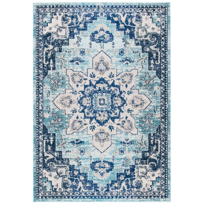 Latitude Vive Madison Oriental Area Rug In Teal / Navy | Wayfair.co.uk