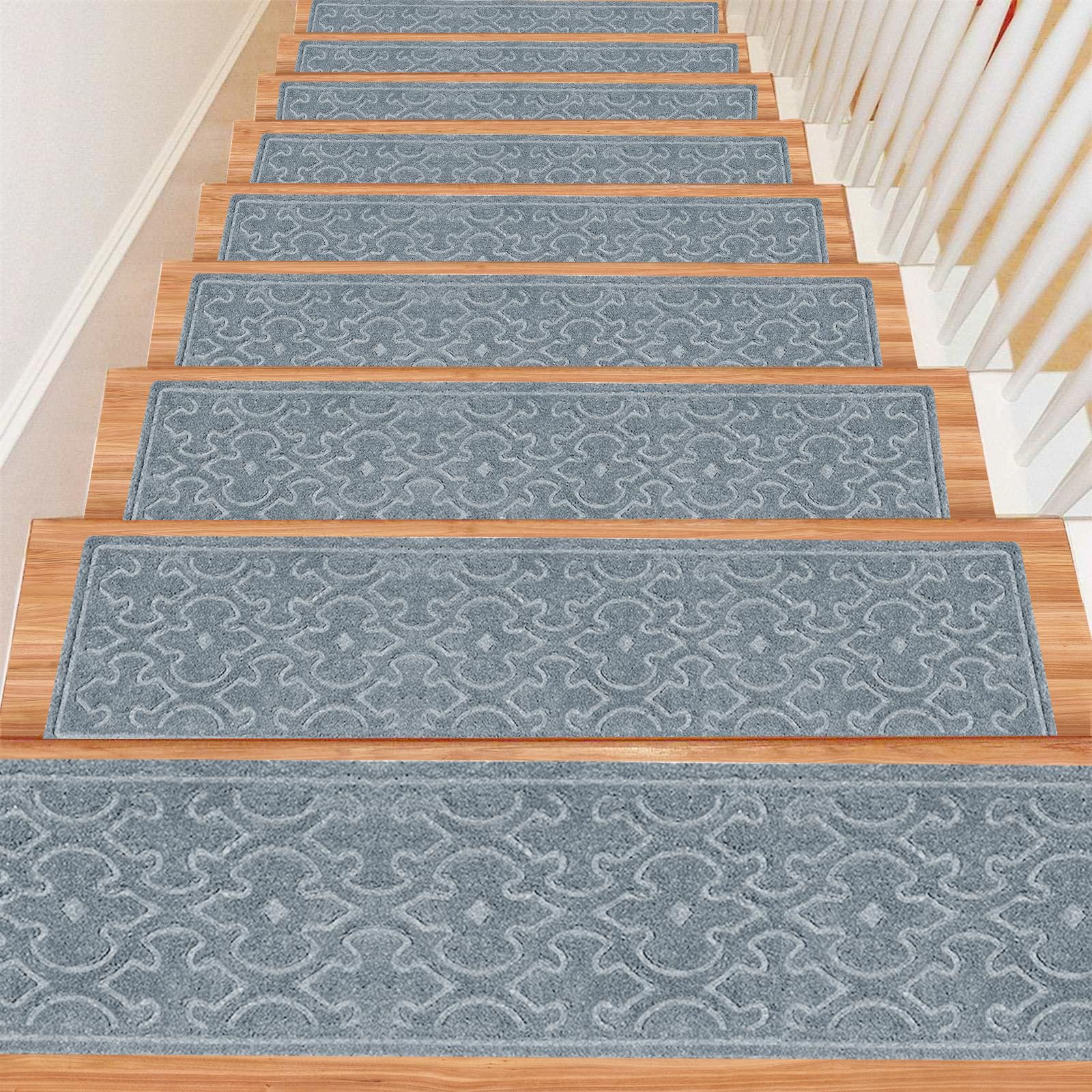 Latitude Run® 8" X 30" Indoor Wood Steps Self-Adhesive Stair Treads 15 ...