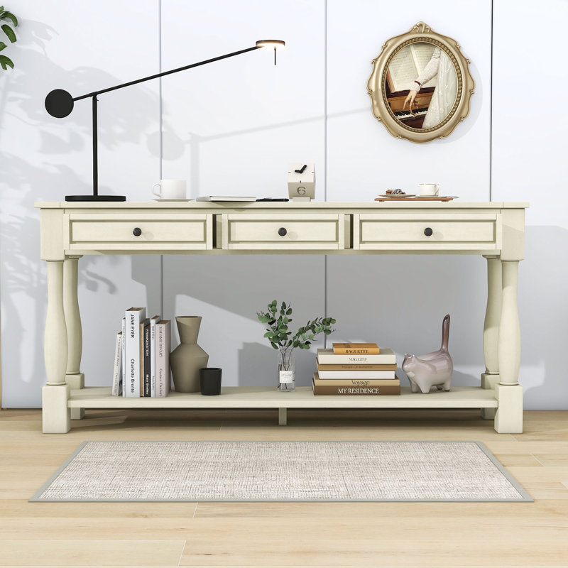 Alcott Hill Deryck Wooden Console Table with Storage Drawers and ...