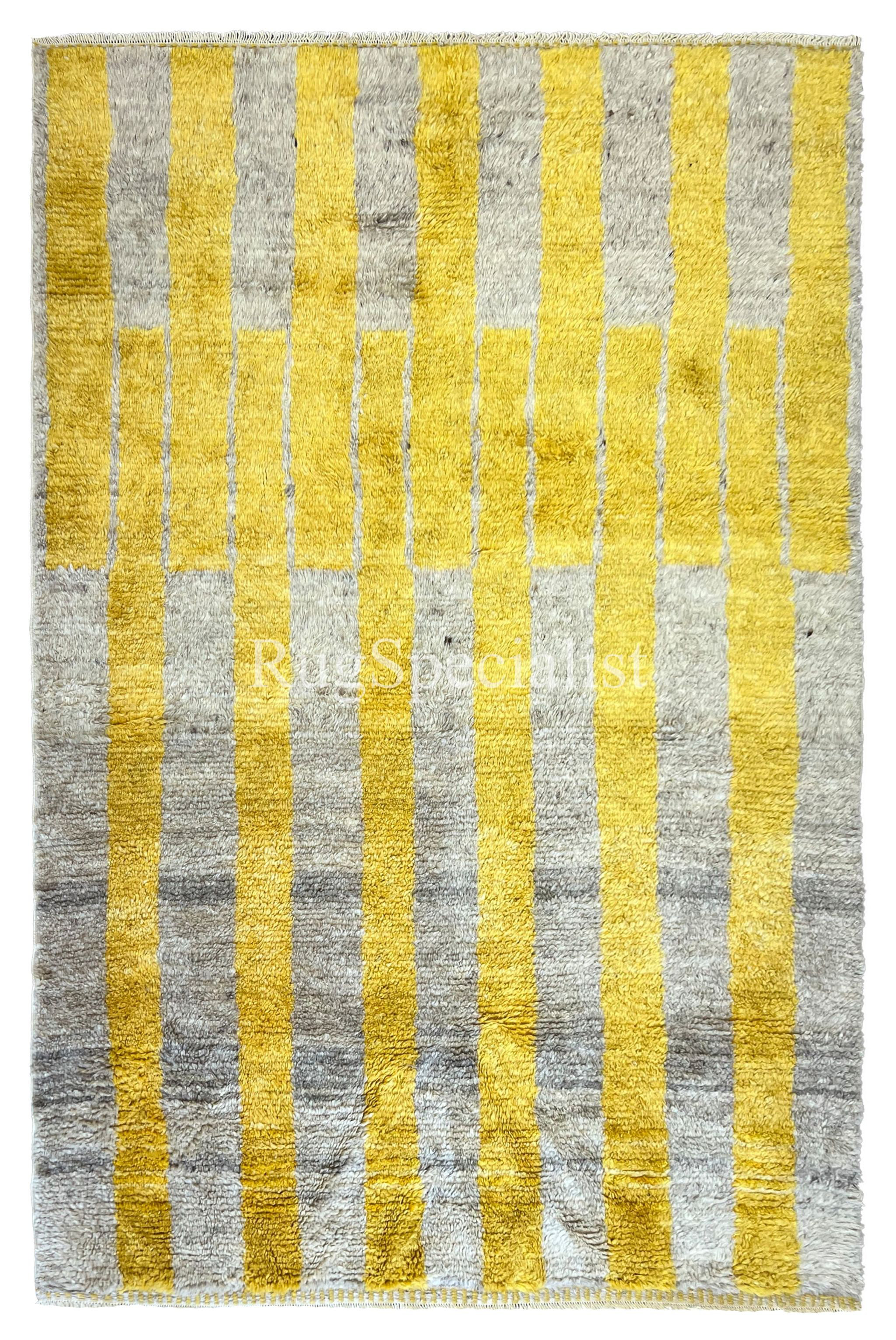 Bungalow Rose Handmade "Tulu" Rug in Yellow & Gray, 100% Wool, Custom ...