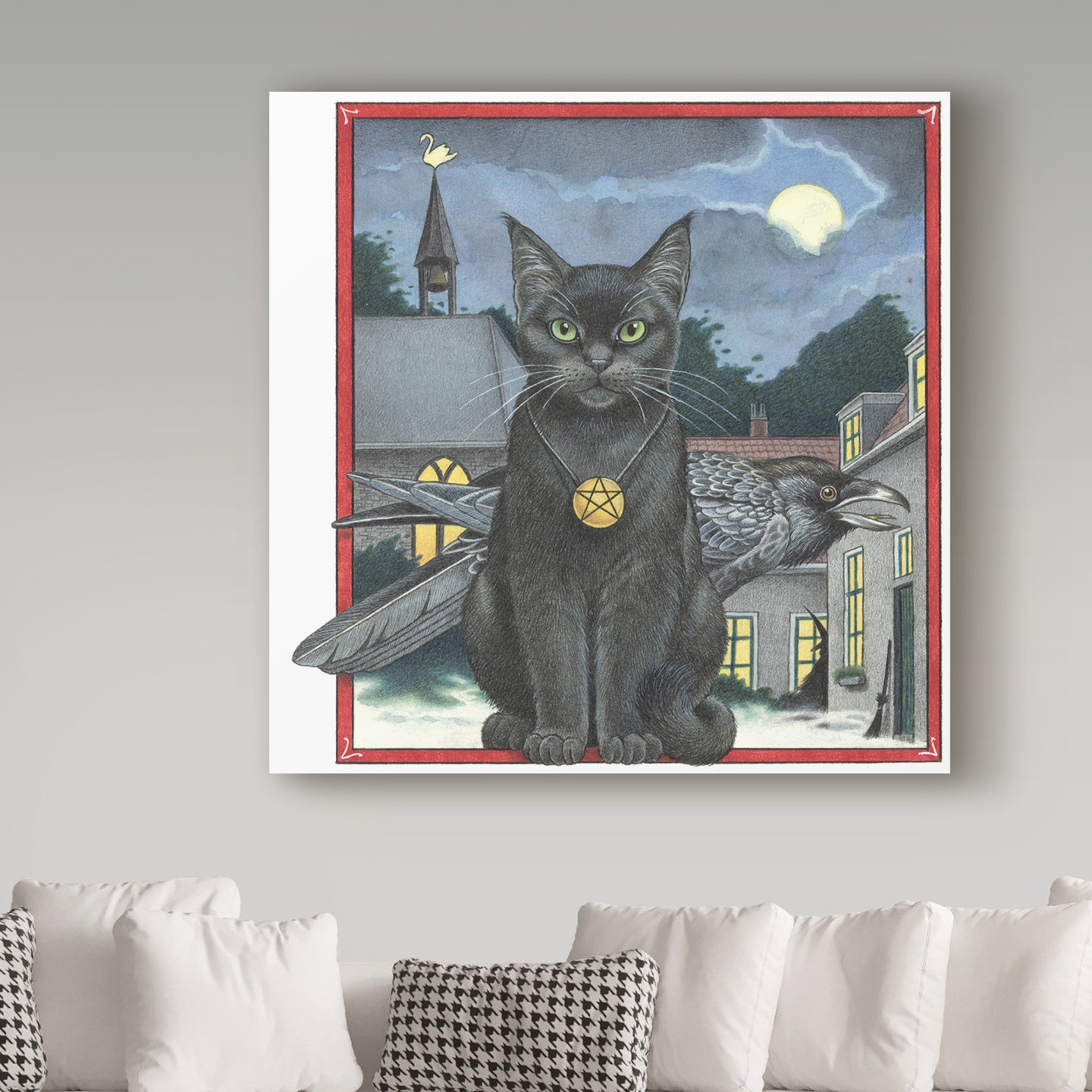 Trademark Fine Art 'Halloween Black Cat' Acrylic Painting Print on ...