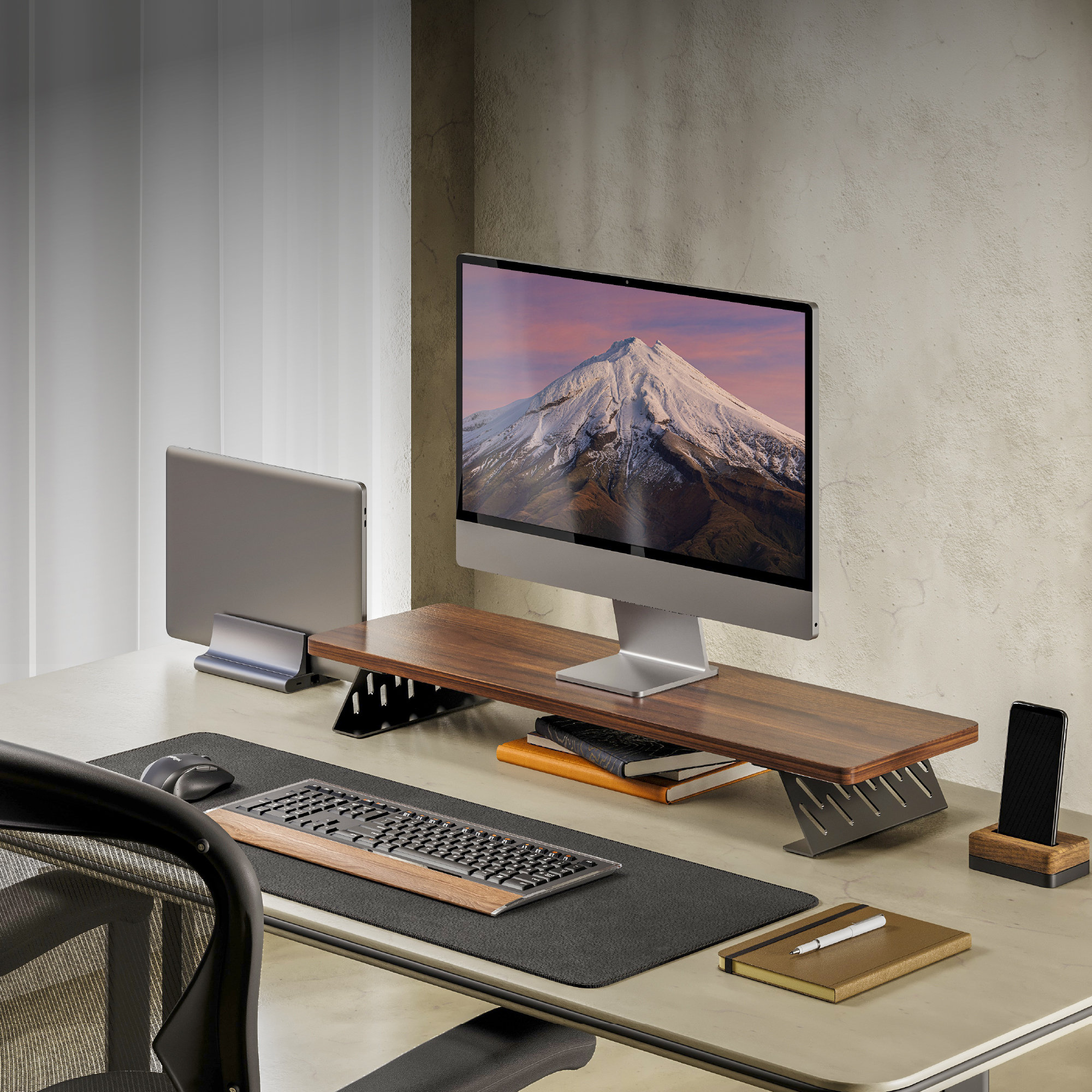 17 Stories 32 inch Desk Top Monitor Stand for 2 Monitors | Wayfair