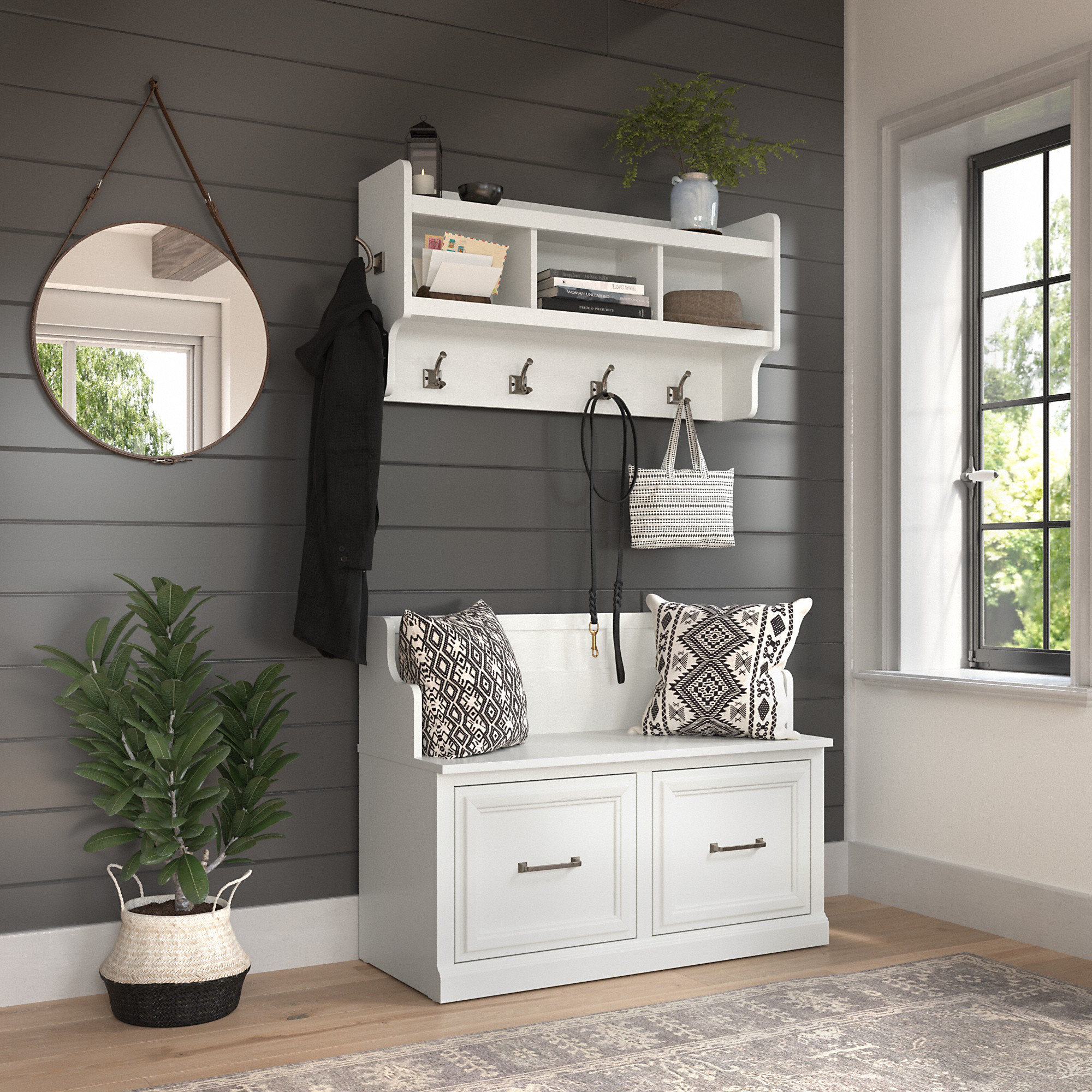 Laurel Foundry Modern Farmhouse Kierra Hall Tree with Shoe Storage ...