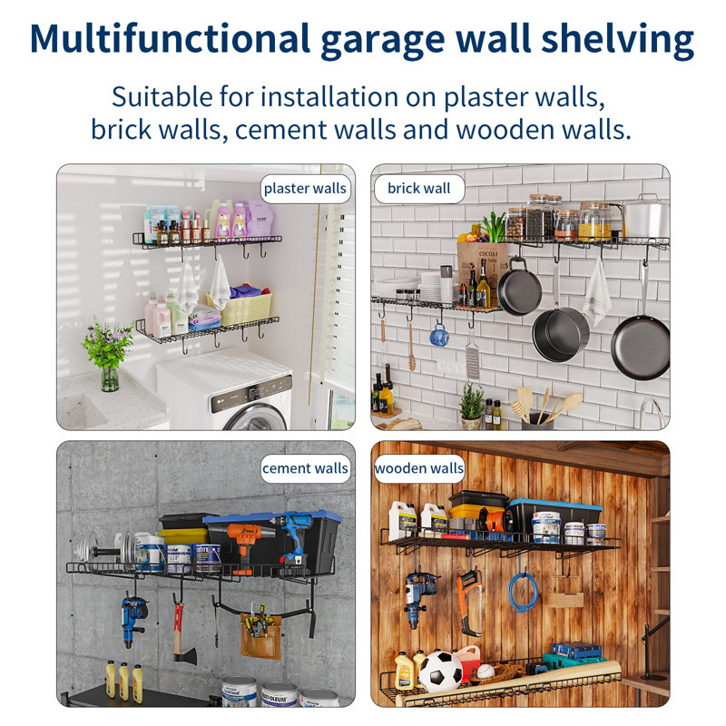 Save 70% • Heavy Duty Metal Wall Shelf, Reversible & Rust-Proof 4-Piece ...