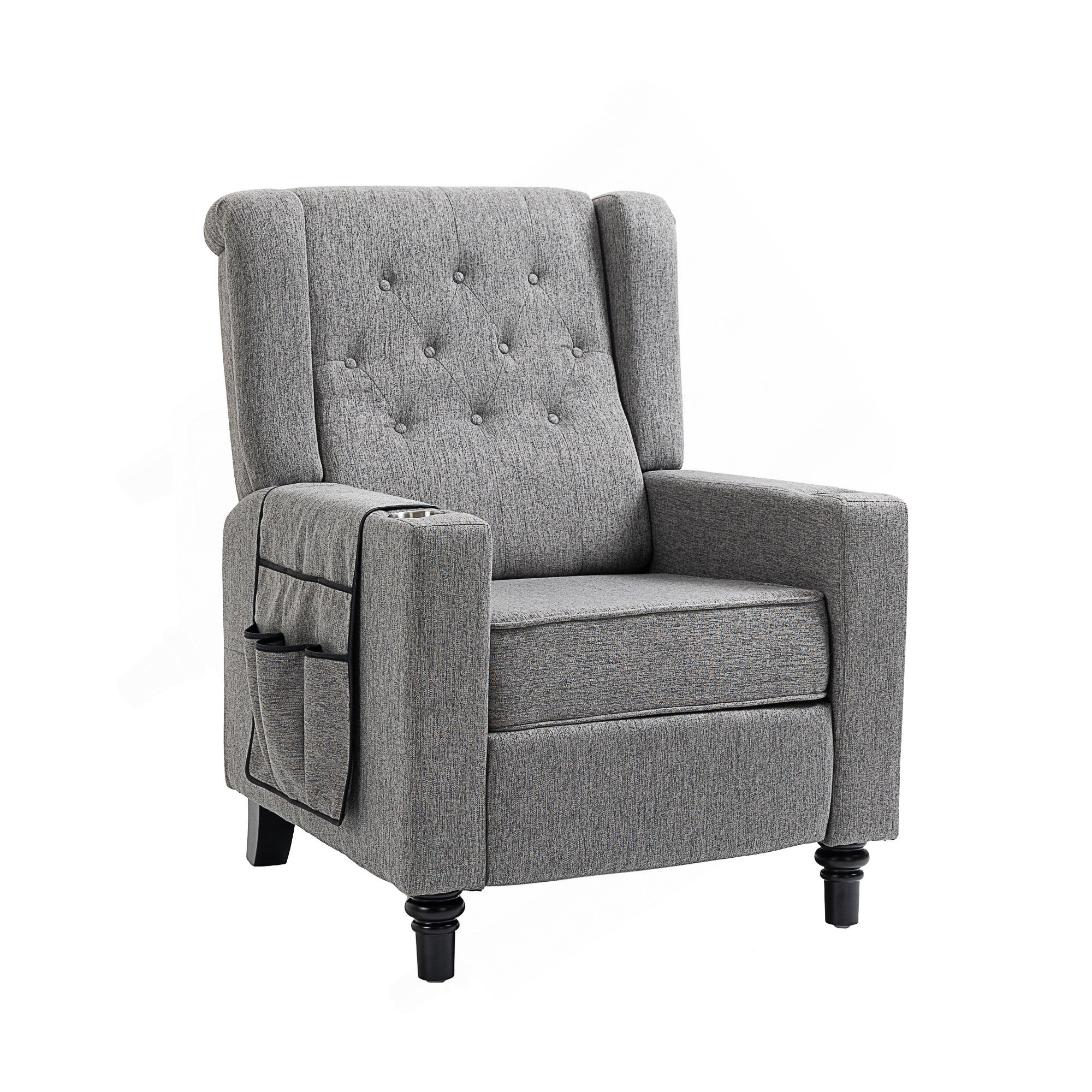 Canora Grey Arm Pushing Recliner Chair, Modern Button Tufted Wingback ...