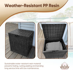 EHHLY 33 Gallon Deck Box, Small Outdoor Storage Box Waterproof ...