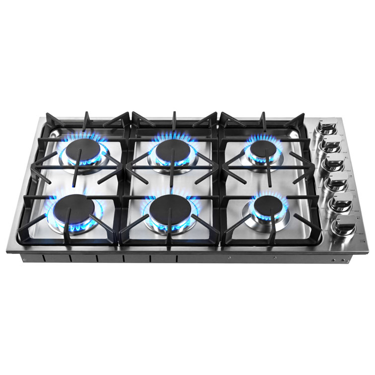 WEDOHOME Prodex 36 In. 6 Burners Recessed Gas Cooktop In Stainless ...