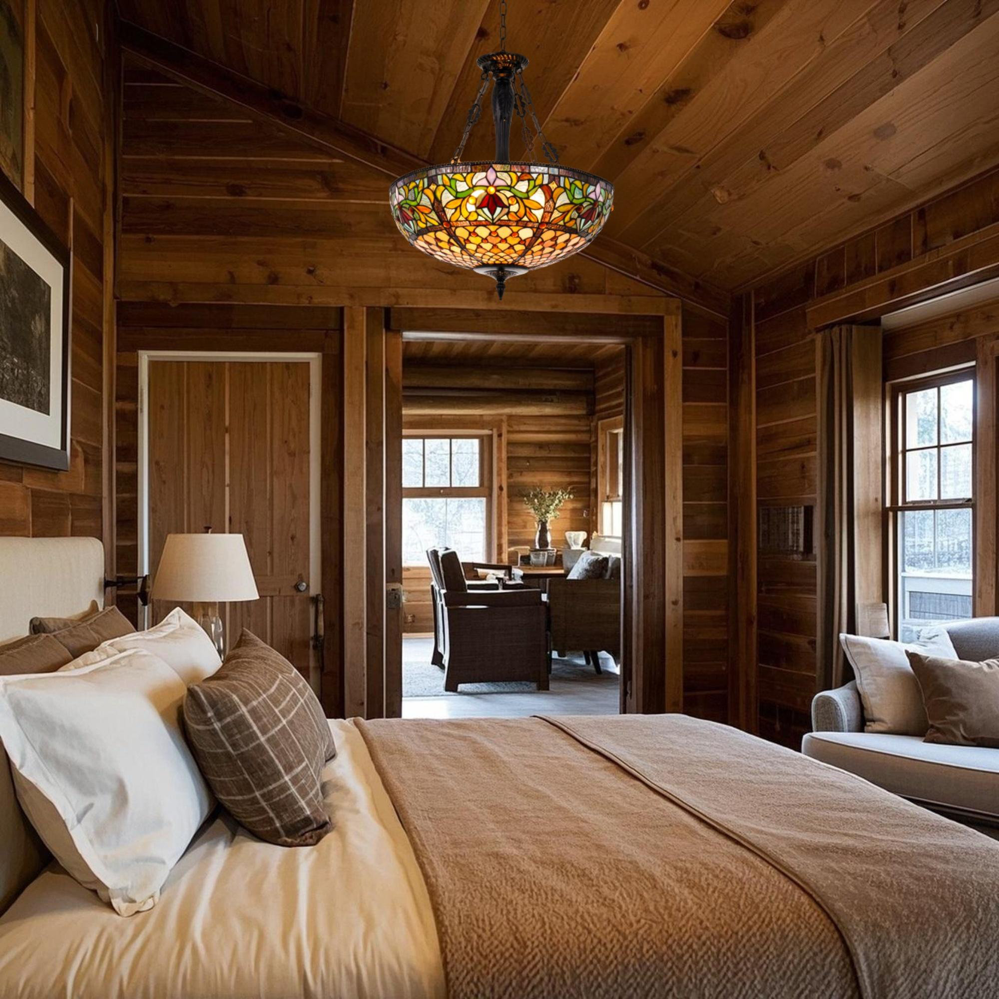 Astoria Grand Tiffany-style Stained Glass Chandelier - 2 Hanging Options / Adjustable Length ...