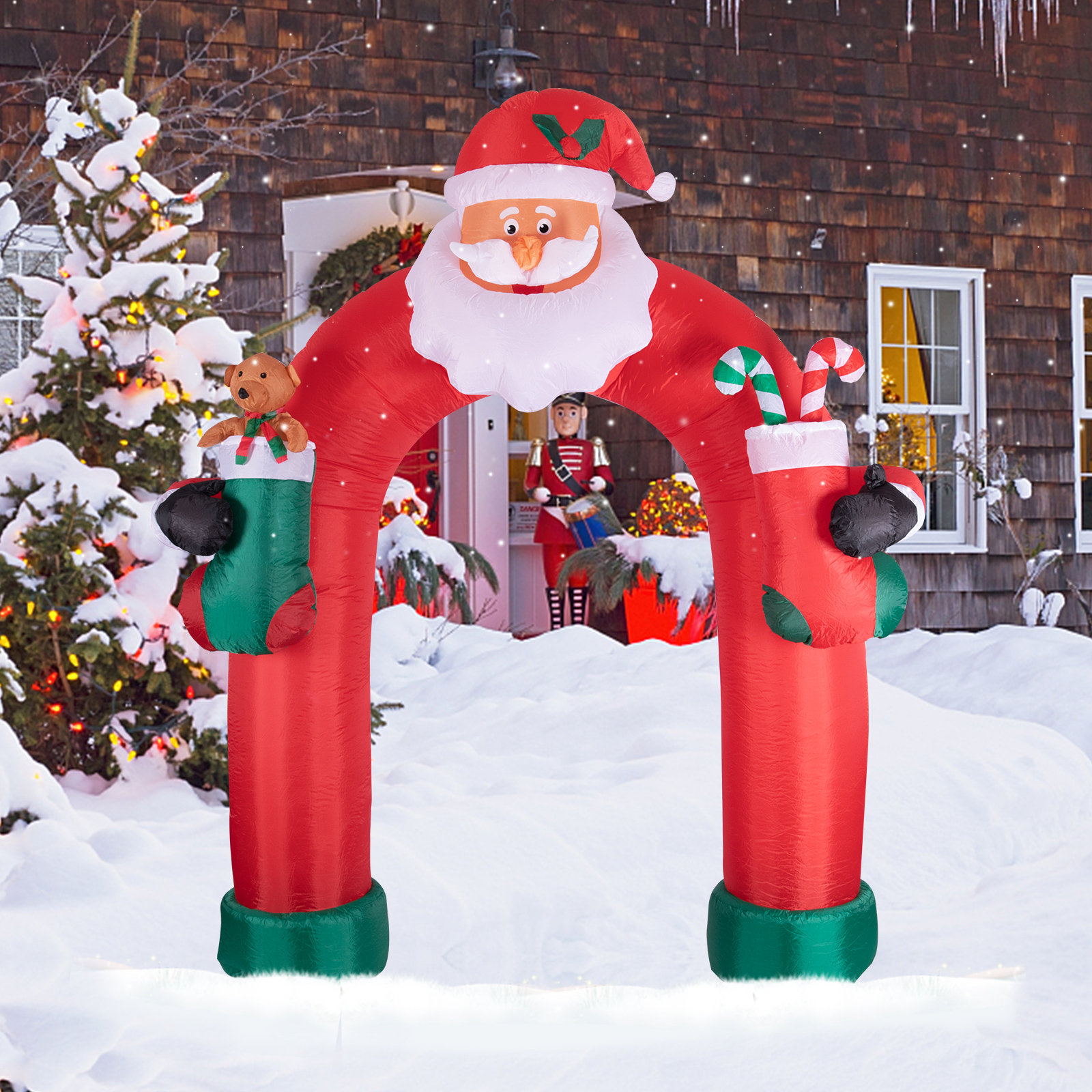 The Holiday Aisle® Arche gonflable géante de Noël Père Noël & Reviews ...