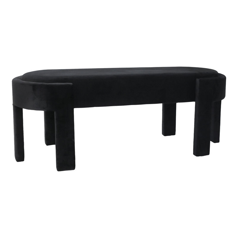 Joss & Main 48" Corinne Black Velvet Bench | Joss & Main