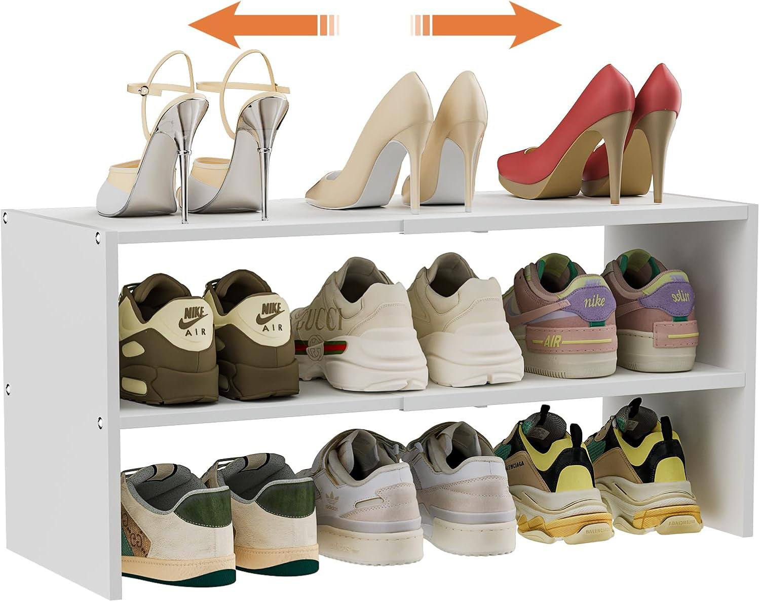 Latitude Run® 2-Tier Small Shoe Rack Organizer For Closet, Expandable ...