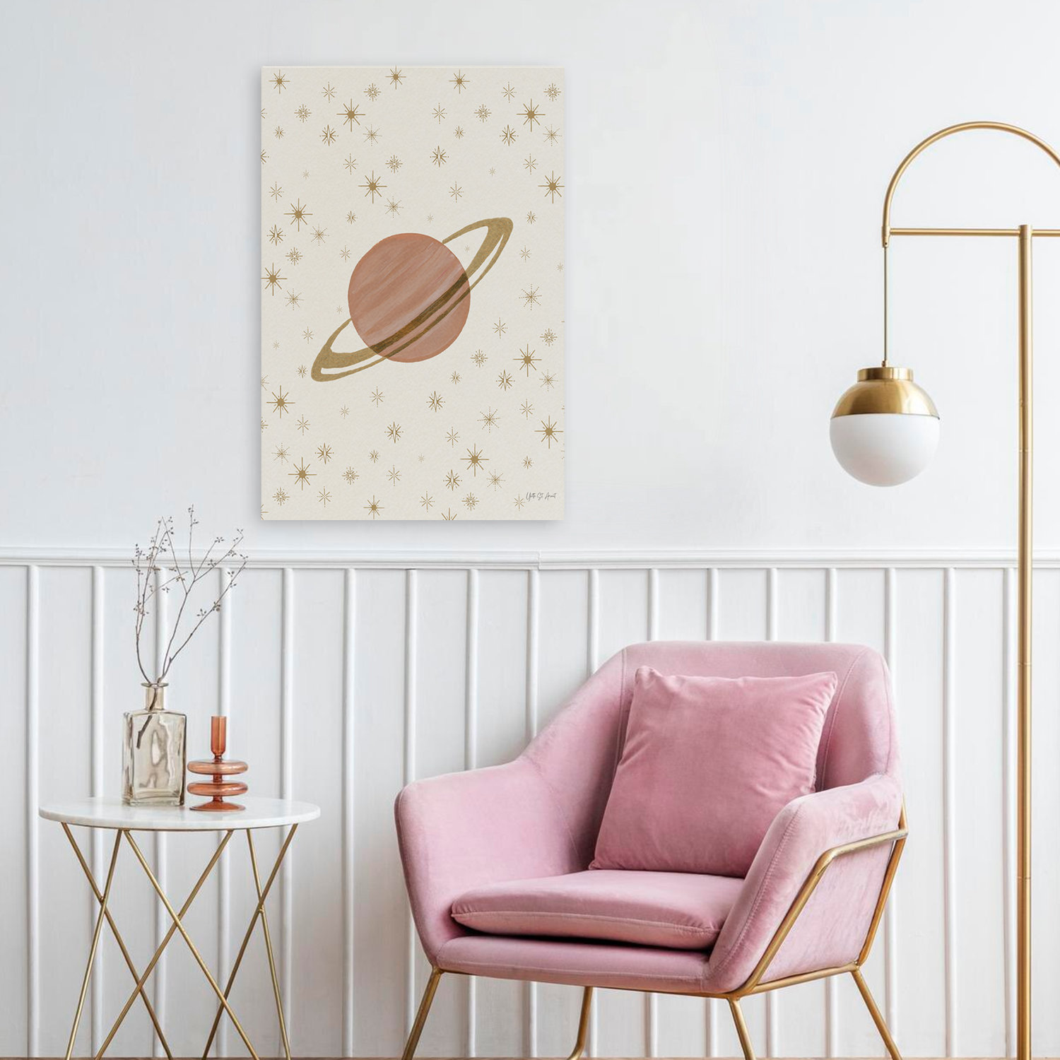 Dakota Fields Serene Saturn And Stars - Astronomy Celestial Gold Mauve ...