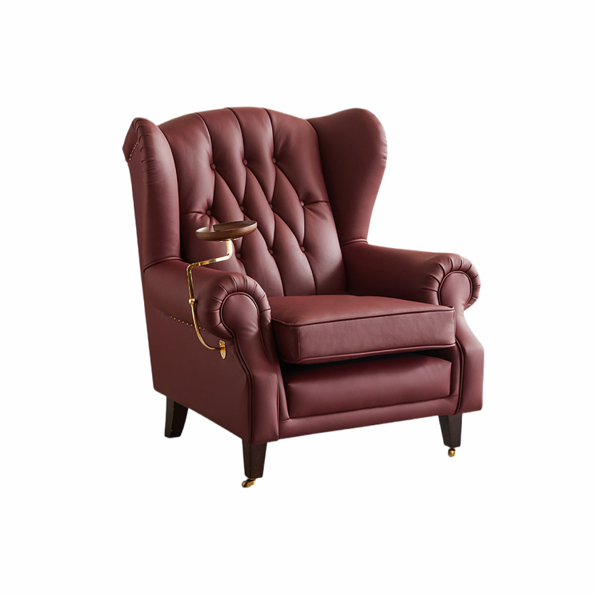 Isla Hopping Retro Red Solid Wood Nappa leather Arm Chair | Wayfair