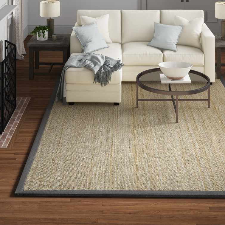 Highland Dunes Stephanne Farmhouse Seagrass Natural/Dark Gray Area Rug ...