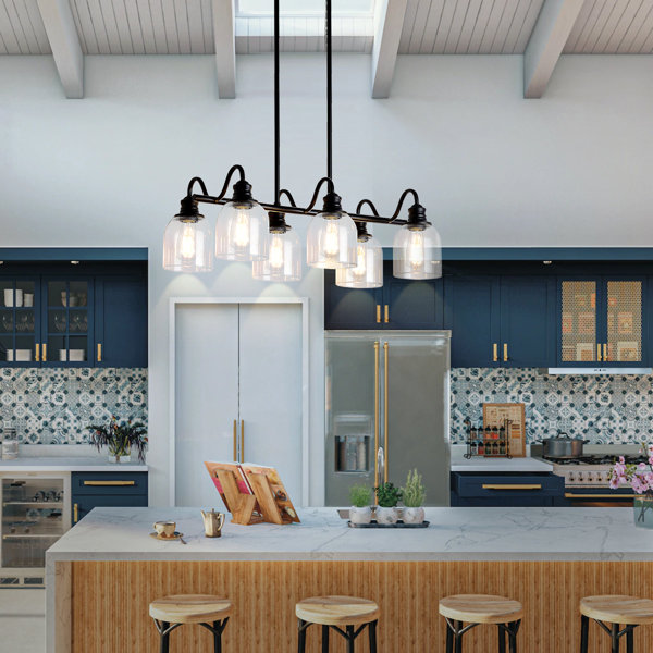 Breakwater Bay Peddireddy 6 - Light Black Kitchen Island Pendant with ...