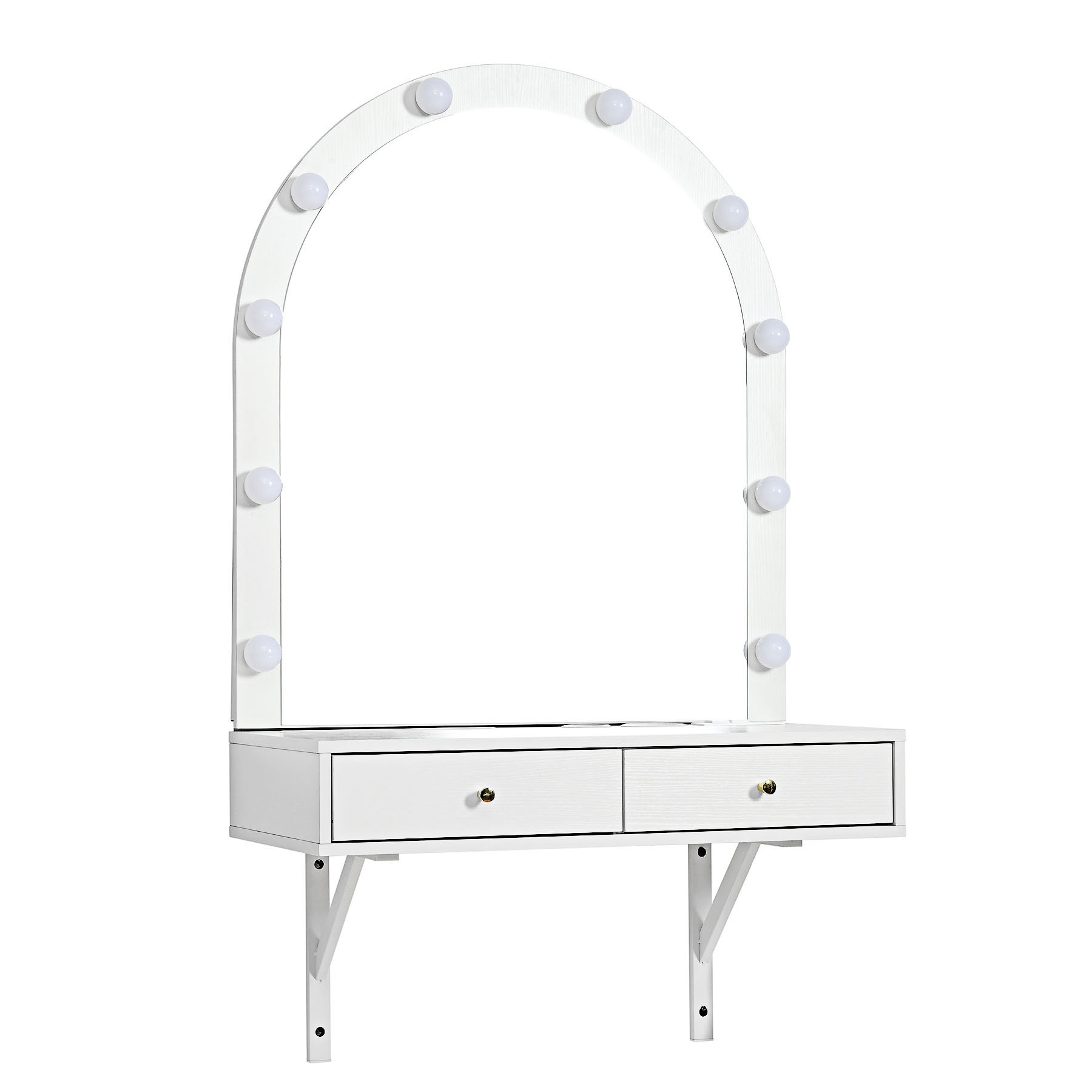 Latitude Run® Floating Makeup Vanity Table With Mirror And 3-Color ...