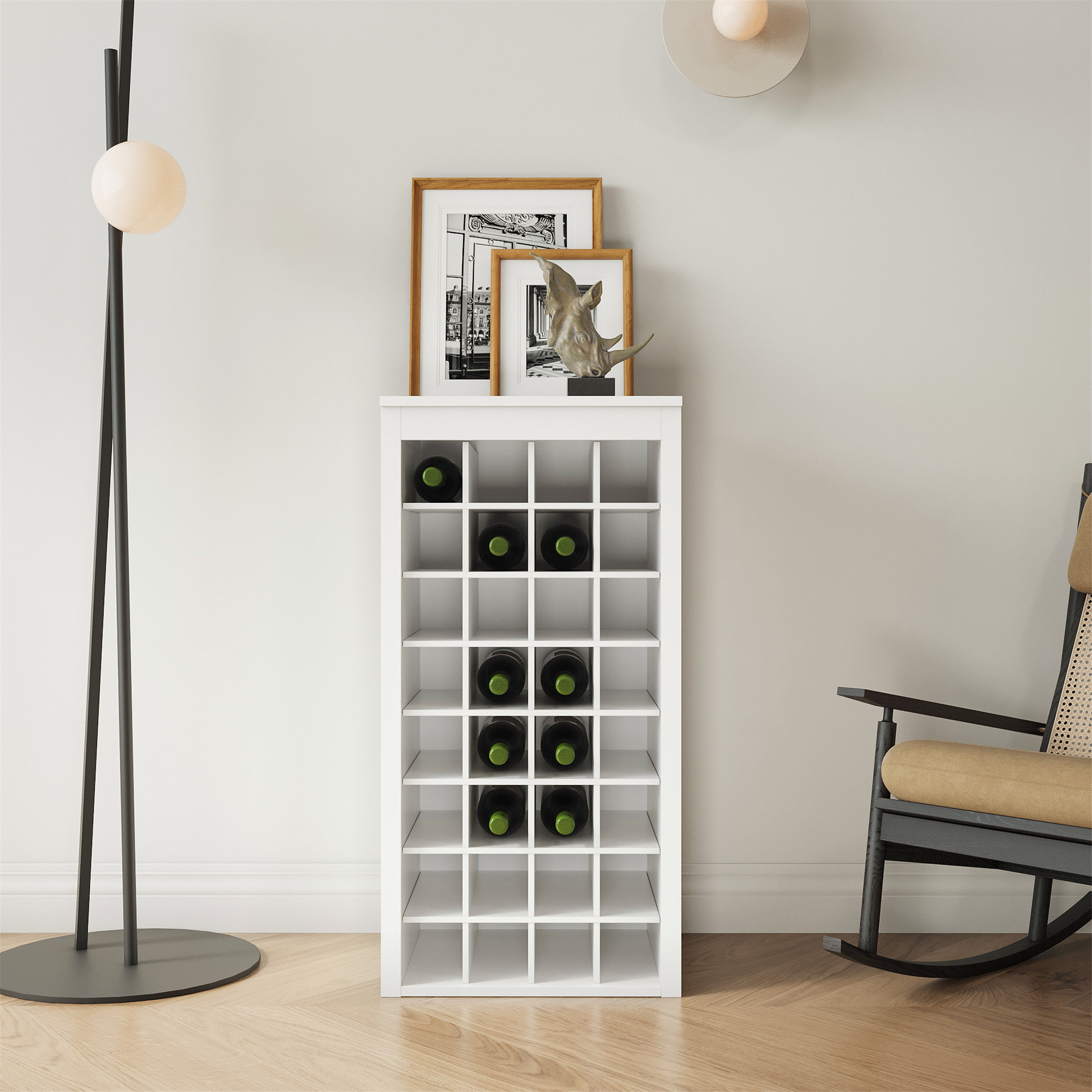 Ebern Designs Stylish and Functional Modular 32-Bottle Wine Bar Cabinet ...