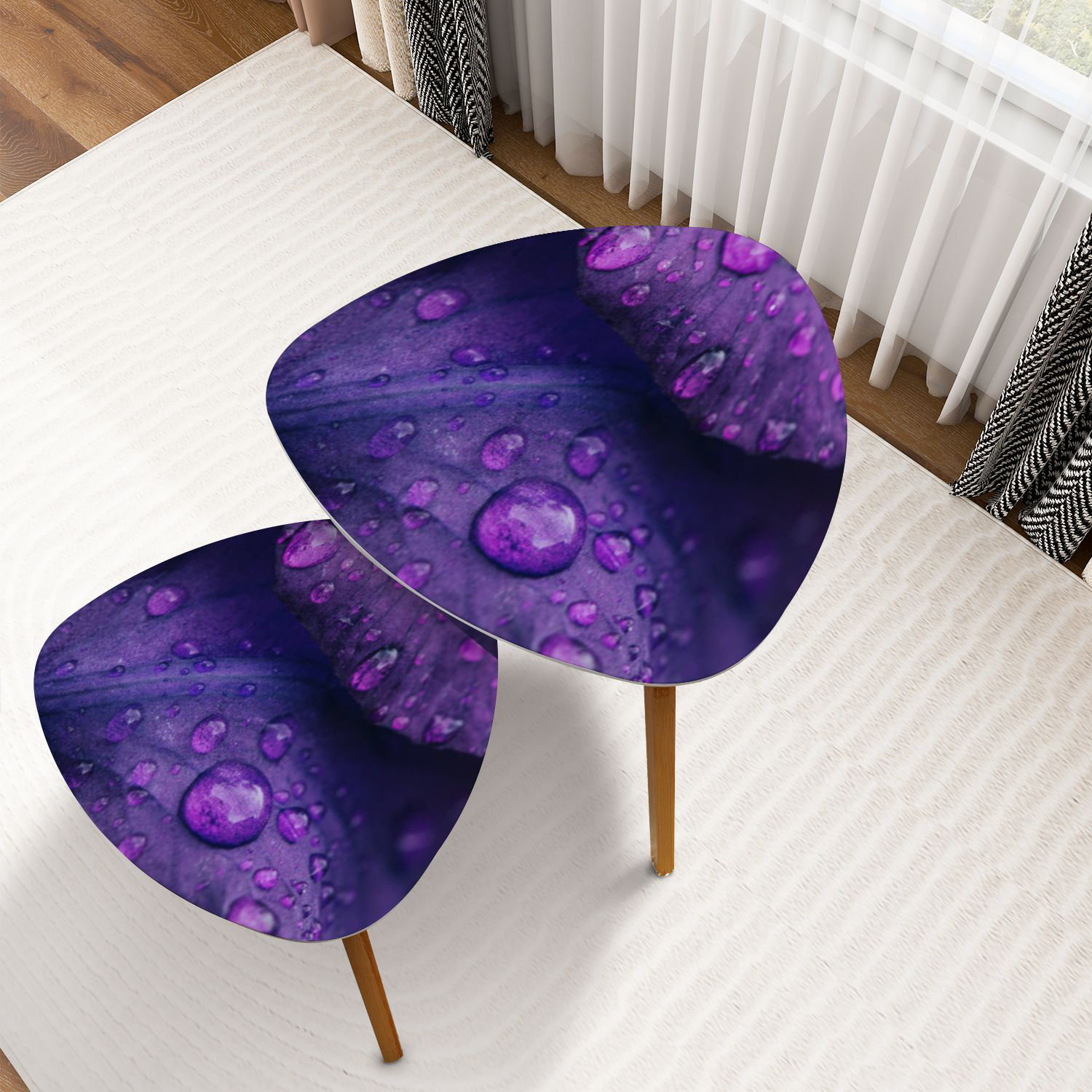 George Oliver Triangle Nesting Coffee Table Set of 2 Macro view purple ...