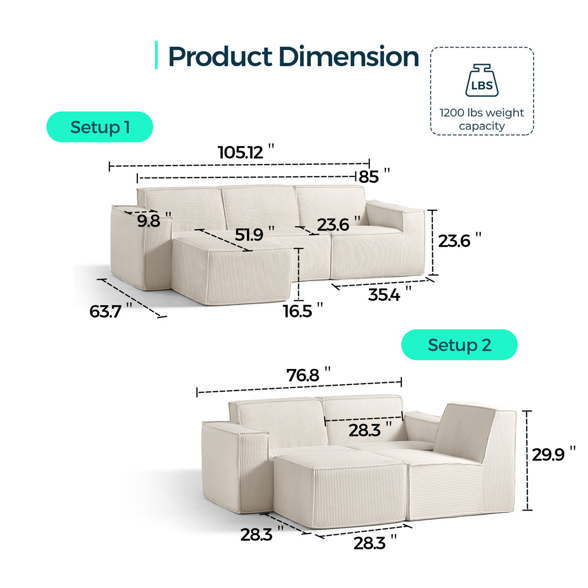 Ebern Designs L-Shaped 3 Seat Modular Cloud Sectional Sofa | Wayfair