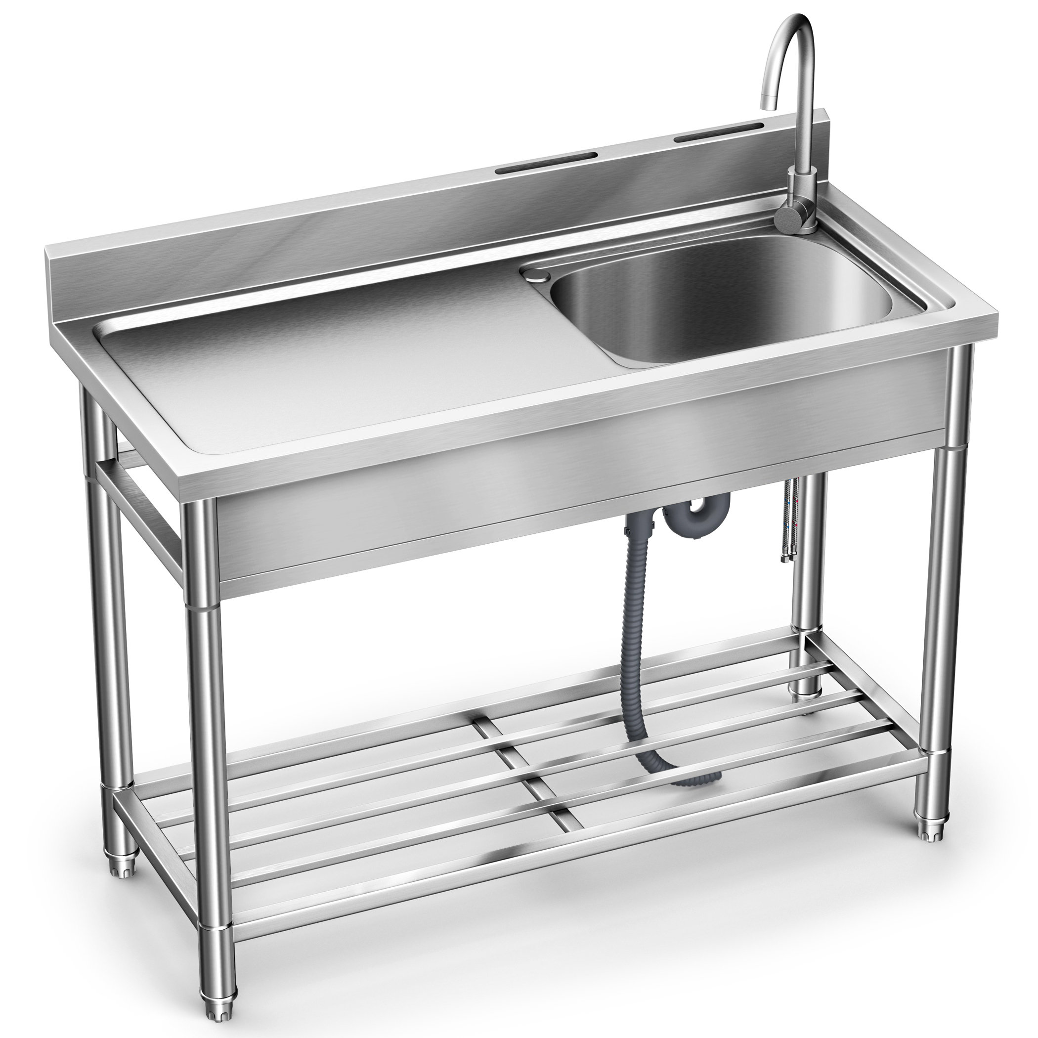AiYchen 47" L x 19.5" W Flush Mount Kitchen Sink with Faucet | Wayfair