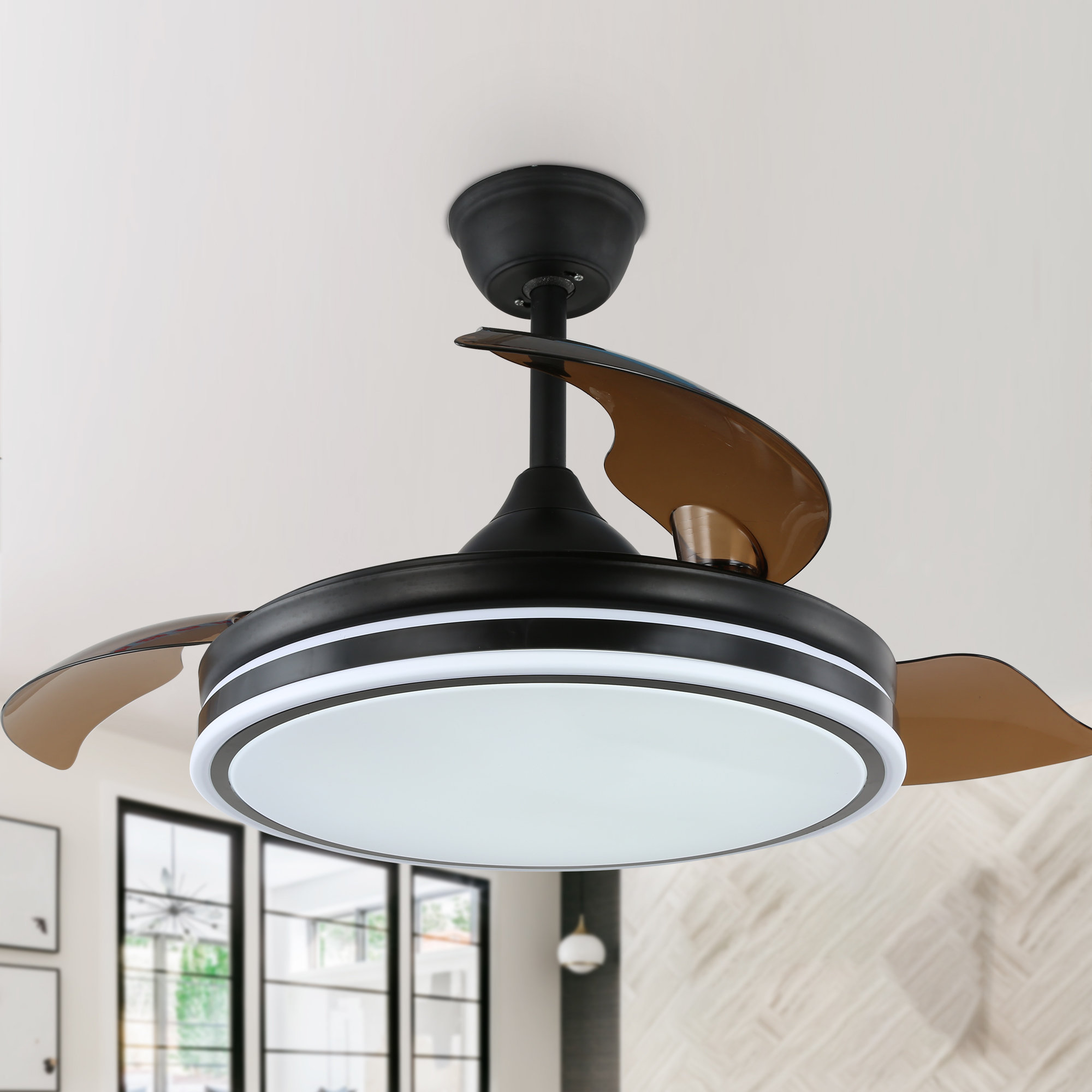 Ivy Bronx 42" Assiyah 3 - Blade LED Retractable Blades Ceiling Fan with ...