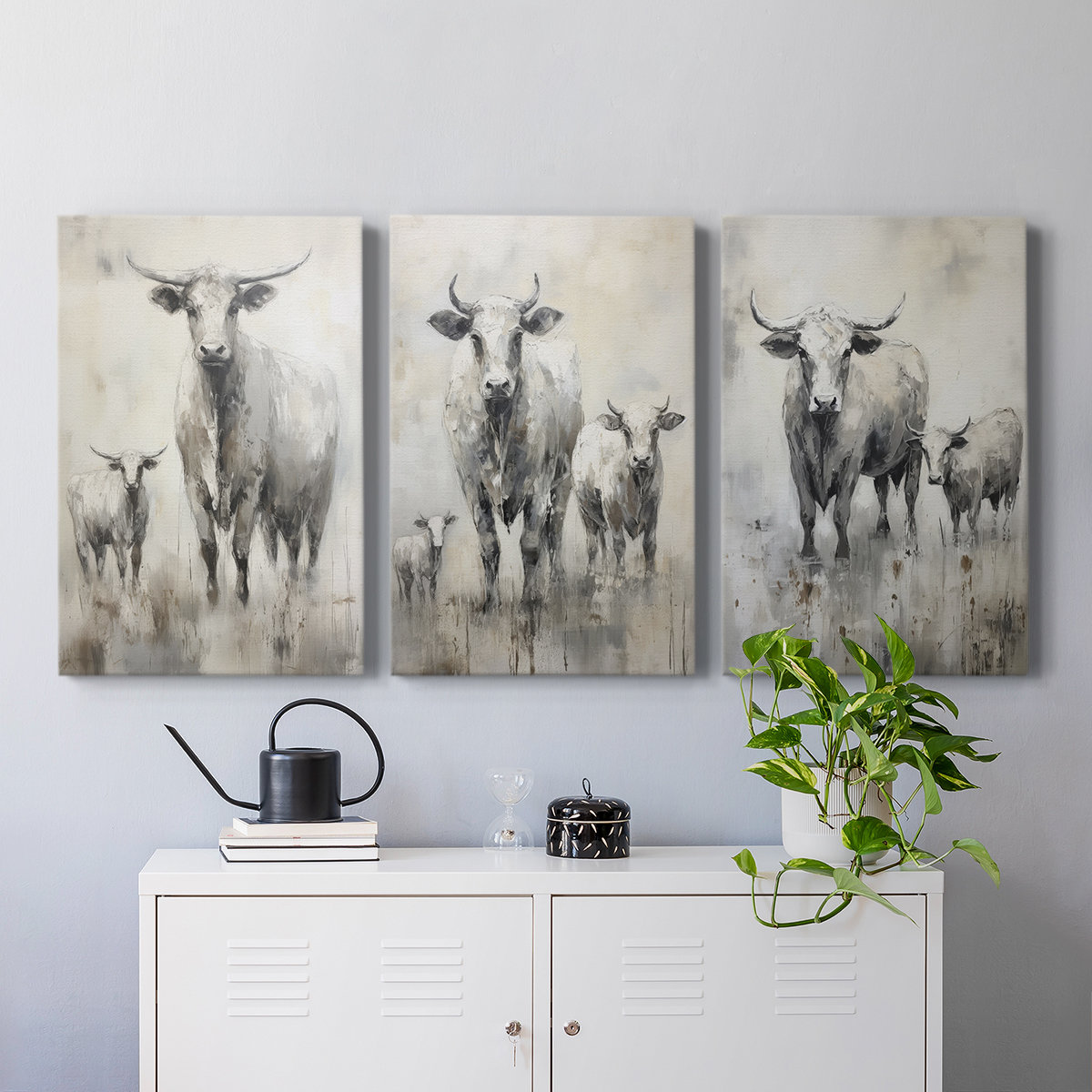 Wexford Home Cattle Series XCIII -Premium Gallery Wrapped Canvas Set ...