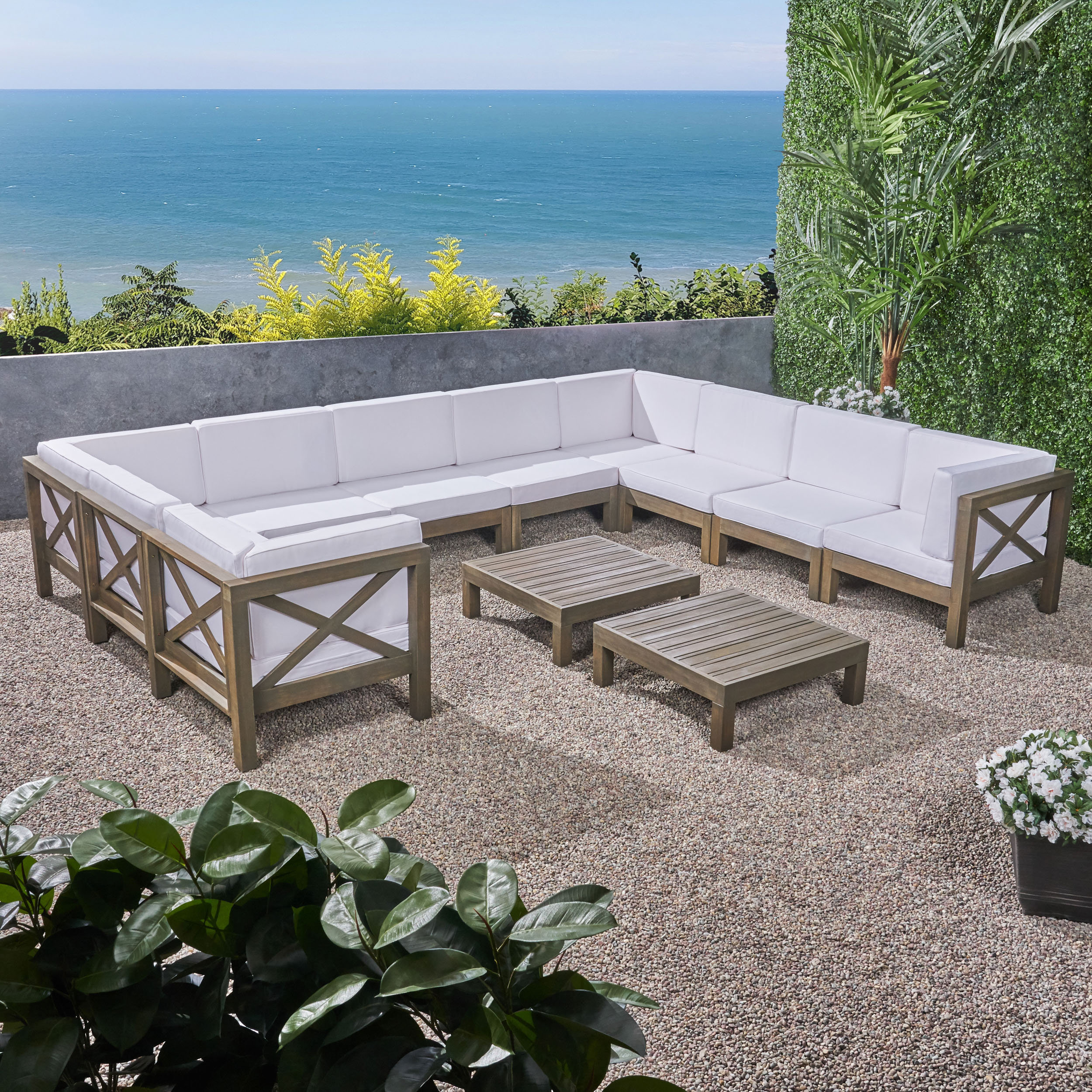 Longshore Tides Outdoor 12 Piece Sectional Seating Group with Cushion ...