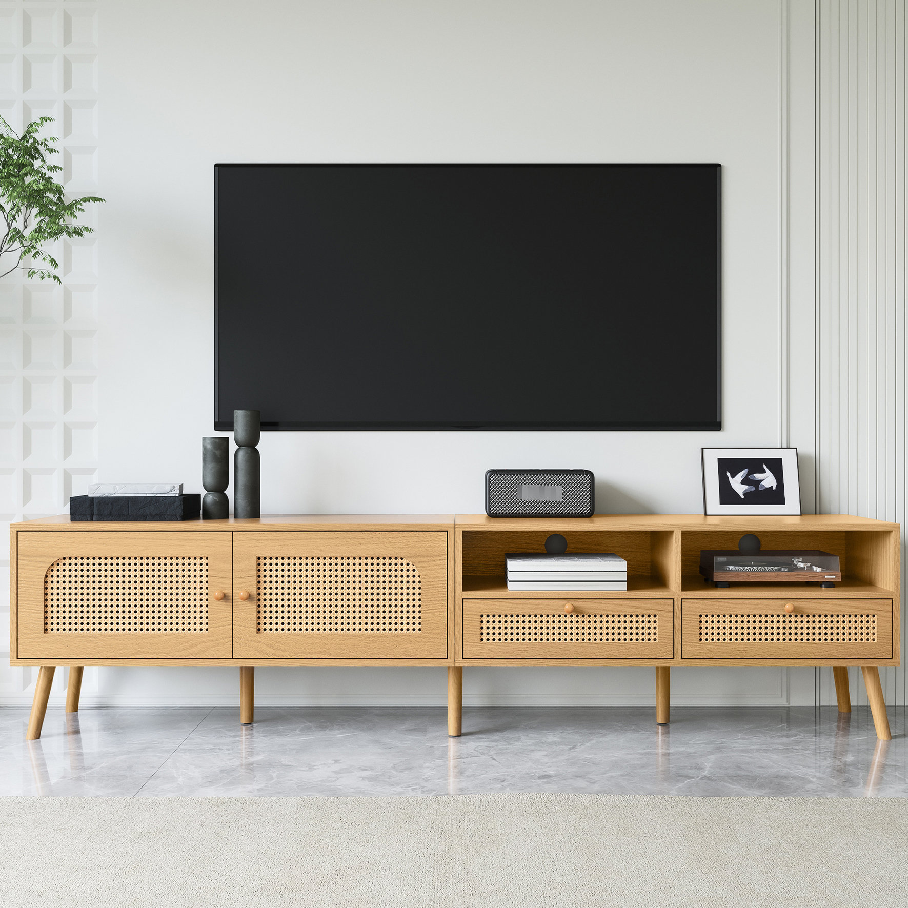Red Barrel Studio 85" Tv Console Table, Design With Spacious ...